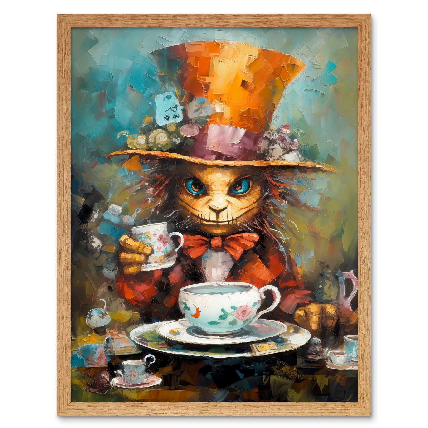 Mad Hatter Animal Tea Party Fantasy Portrait Art Print Framed Poster Wall Decor 12x16 inch ...