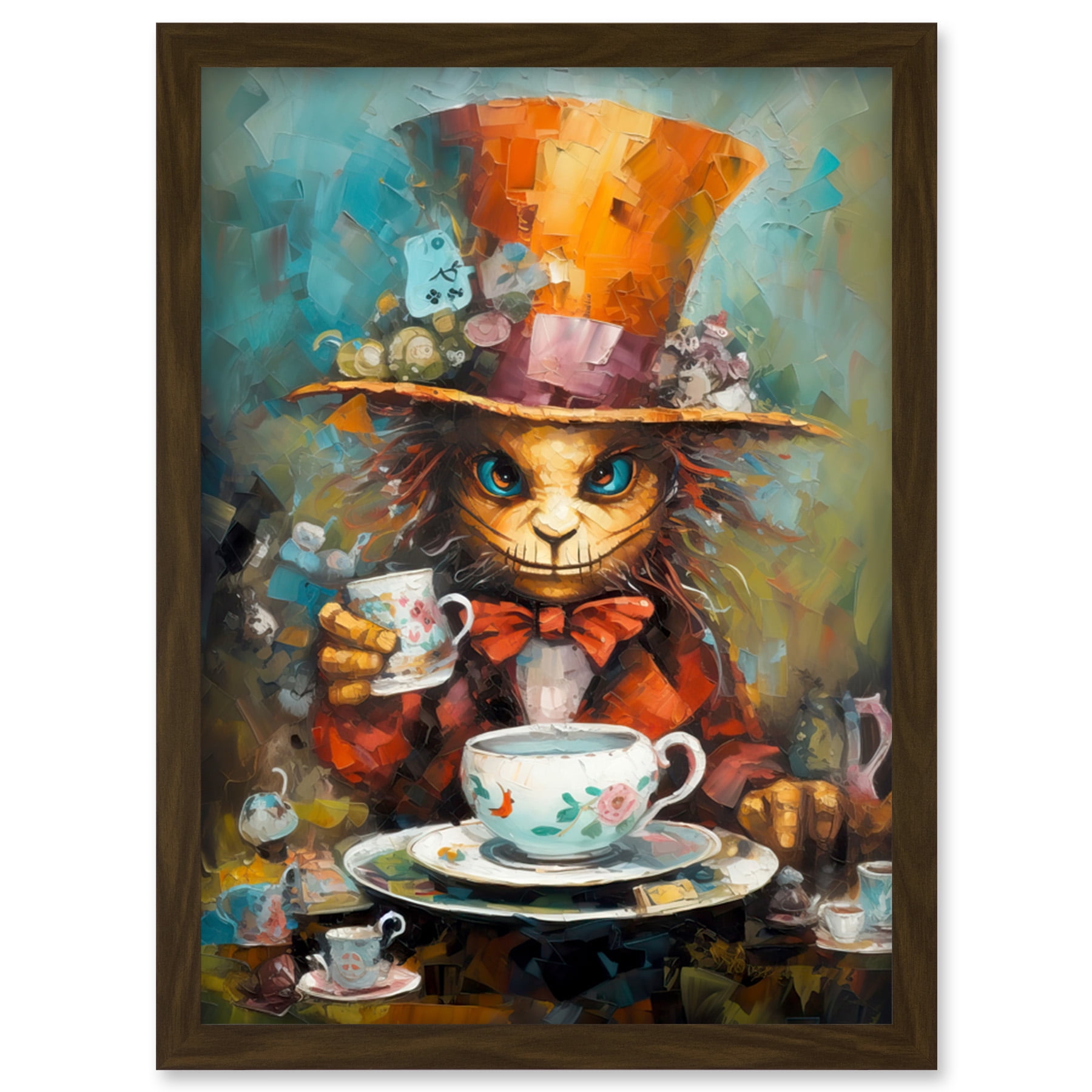 Mad Hatter Animal Tea Party Fantasy Portrait Artwork Framed Wall Art ...
