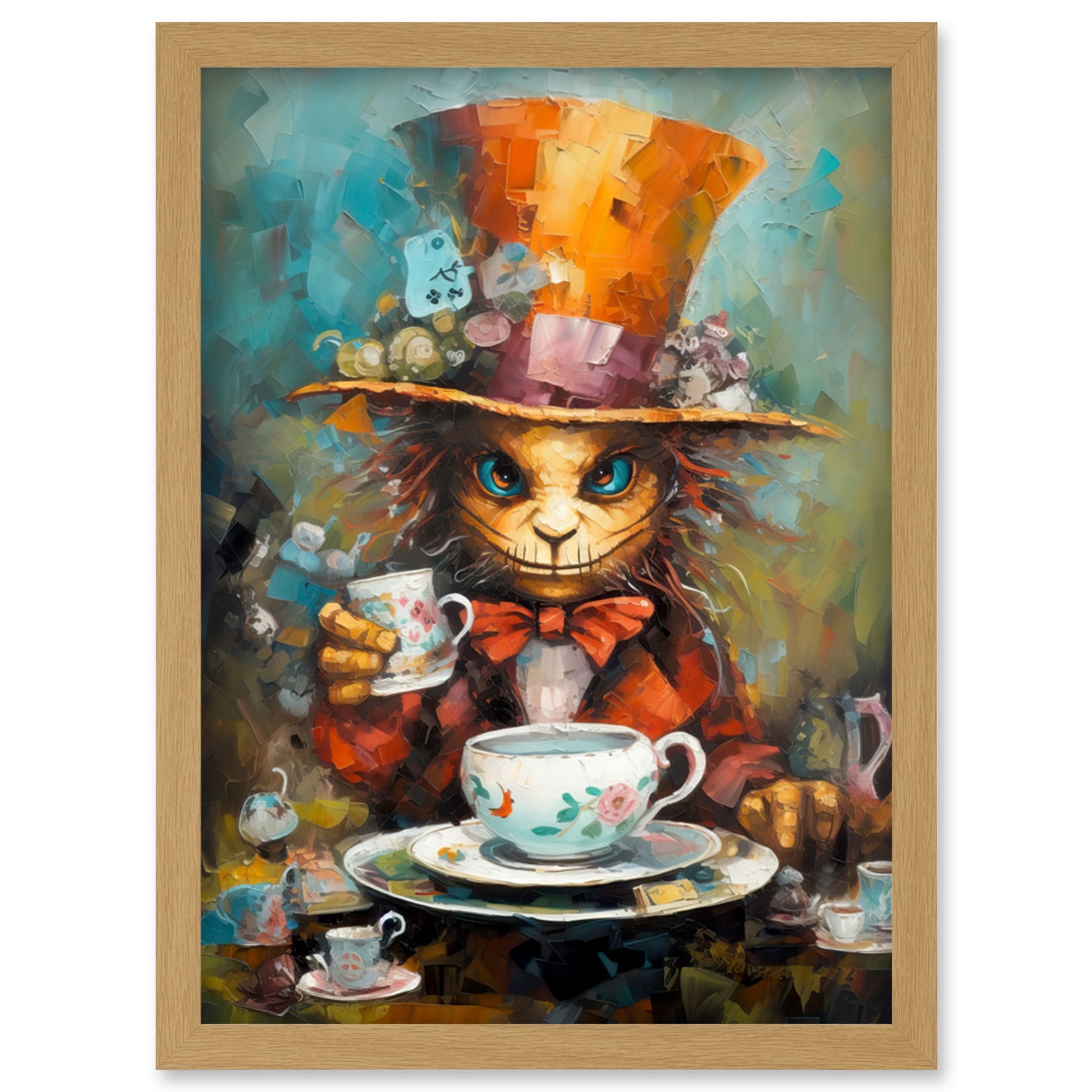 Mad Hatter Animal Tea Party Fantasy Portrait Artwork Framed Wall Art ...