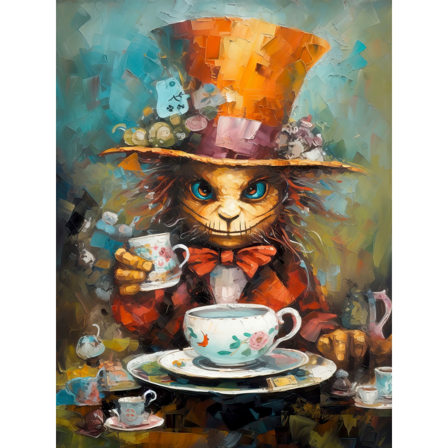 Mad Hatter Animal Tea Party Fantasy Portrait Large Wall Art Poster ...