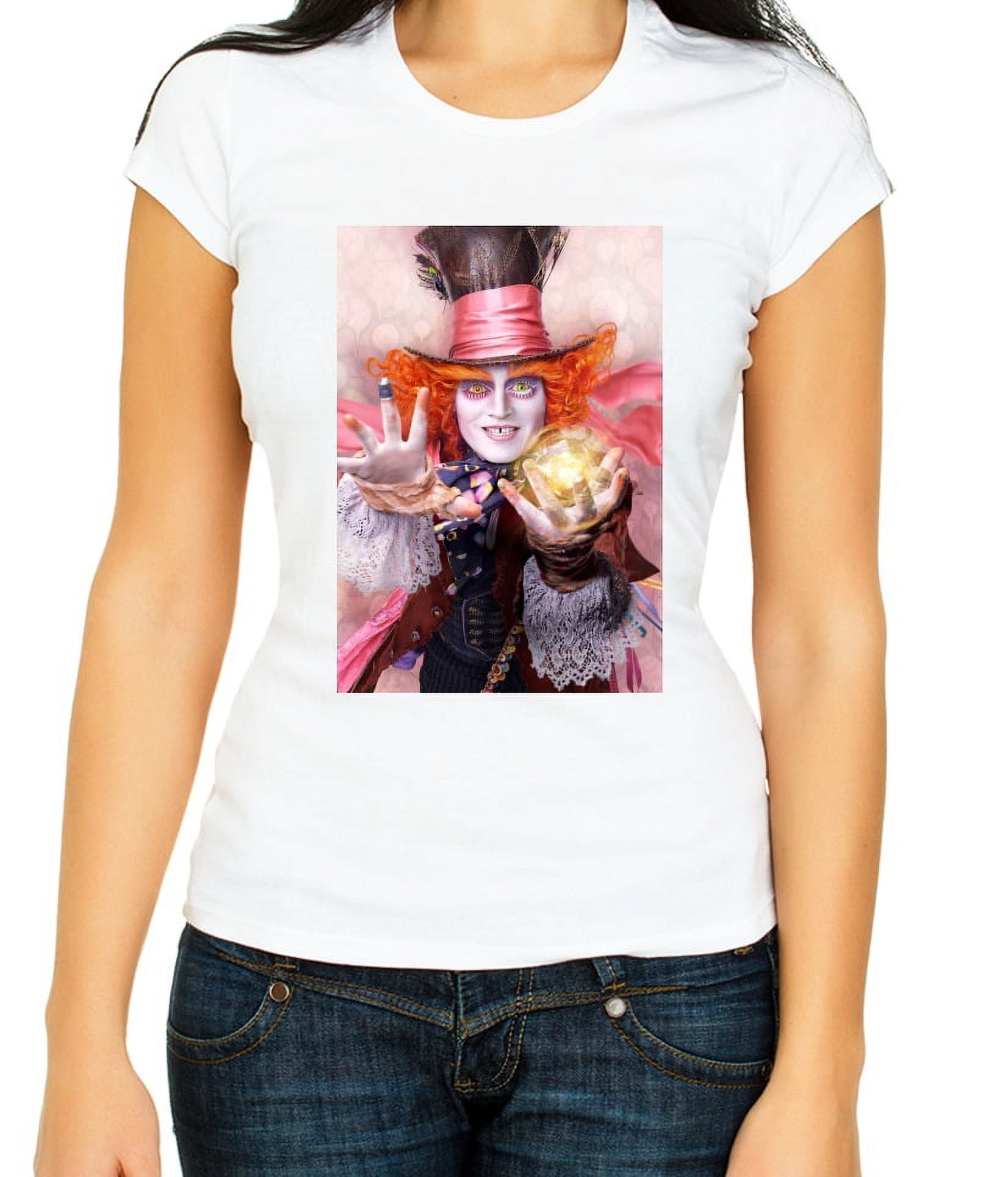 Mad Hatter Johnny Depp Jack Sparrow, 3/4 Short Sleeve T Shirt Woman ...