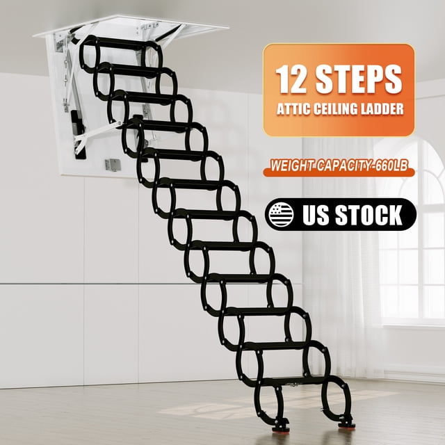 Mad Hornets High Quality 12 Steps Folding Retractable Ladder, 9.84 ft ...