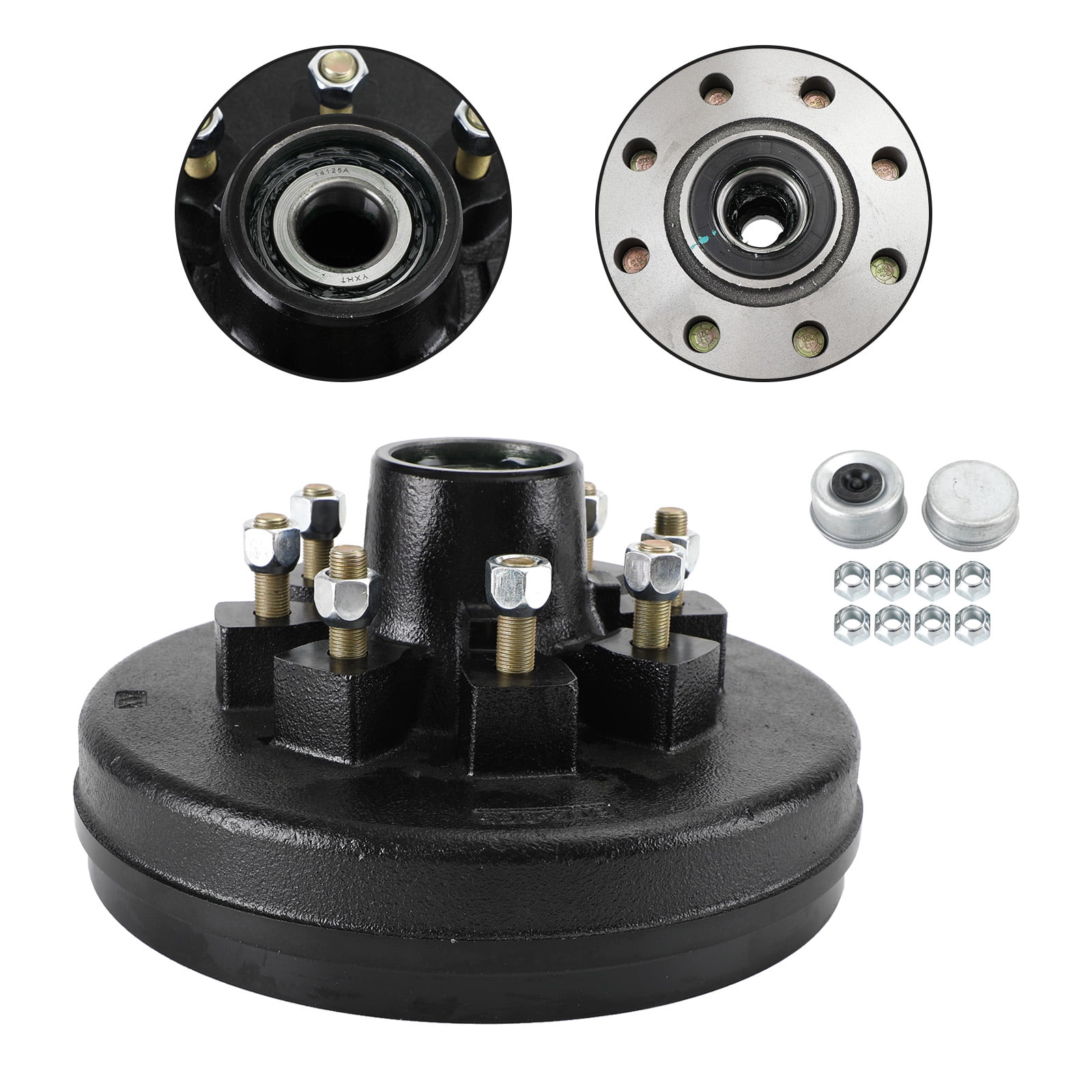 Mad Hornets Grease Trailer Hub and Drum Assembly for 7K Axles - 12"-8 ...