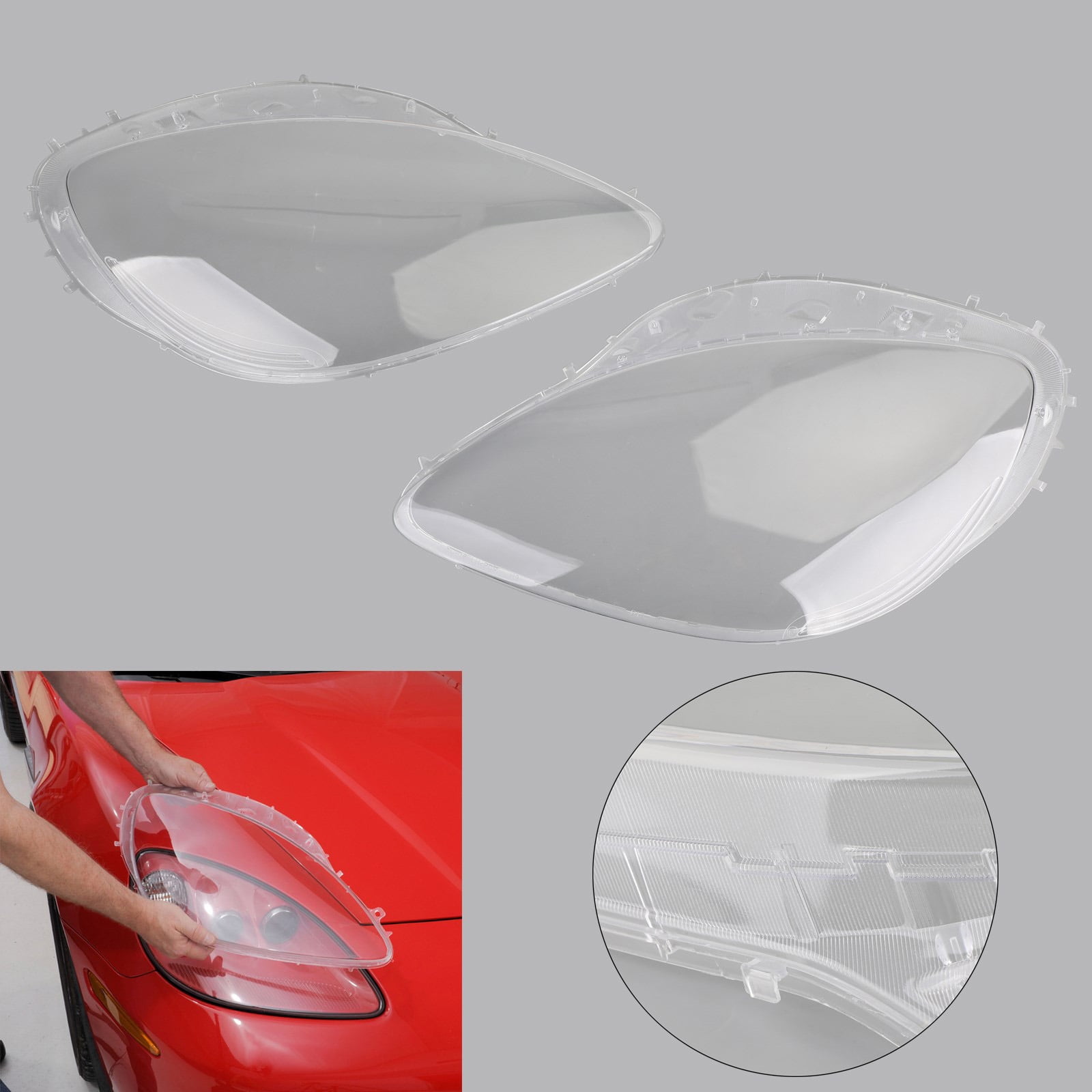 Mad Hornets Headlight Replacement Lens Driver Passenger L+R PAIR For C6 ...