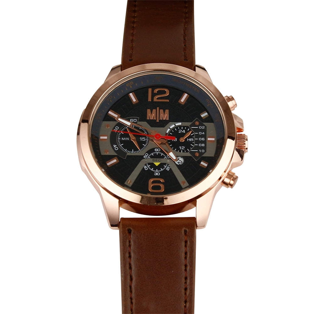 Mad Man Traveler Series Milan 3-Hand Quartz Watch Leather Strap 48mm ...