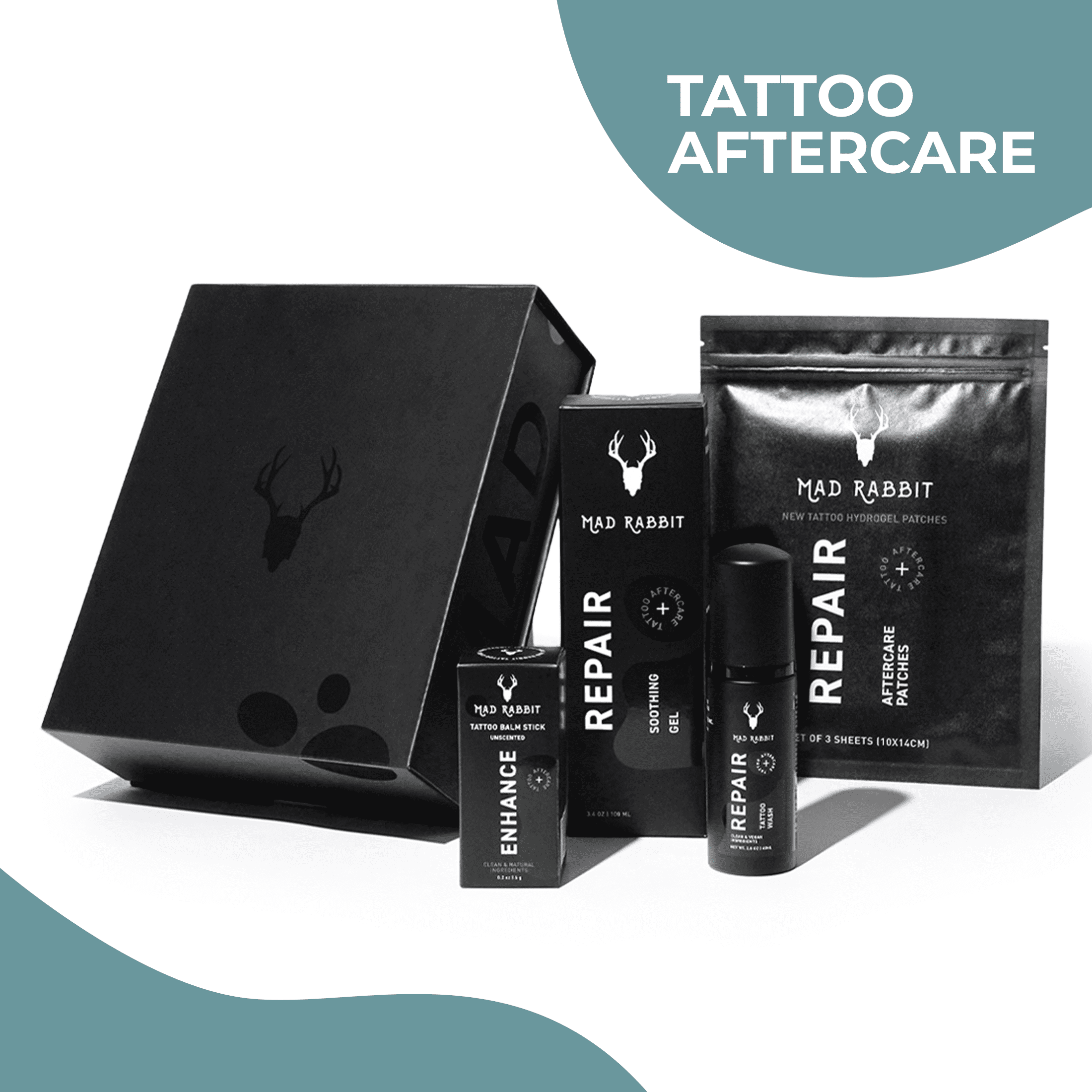 Mad Rabbit Tattoo Aftercare Skin Care Kit: Soap, Soothing Gel, Balm ...