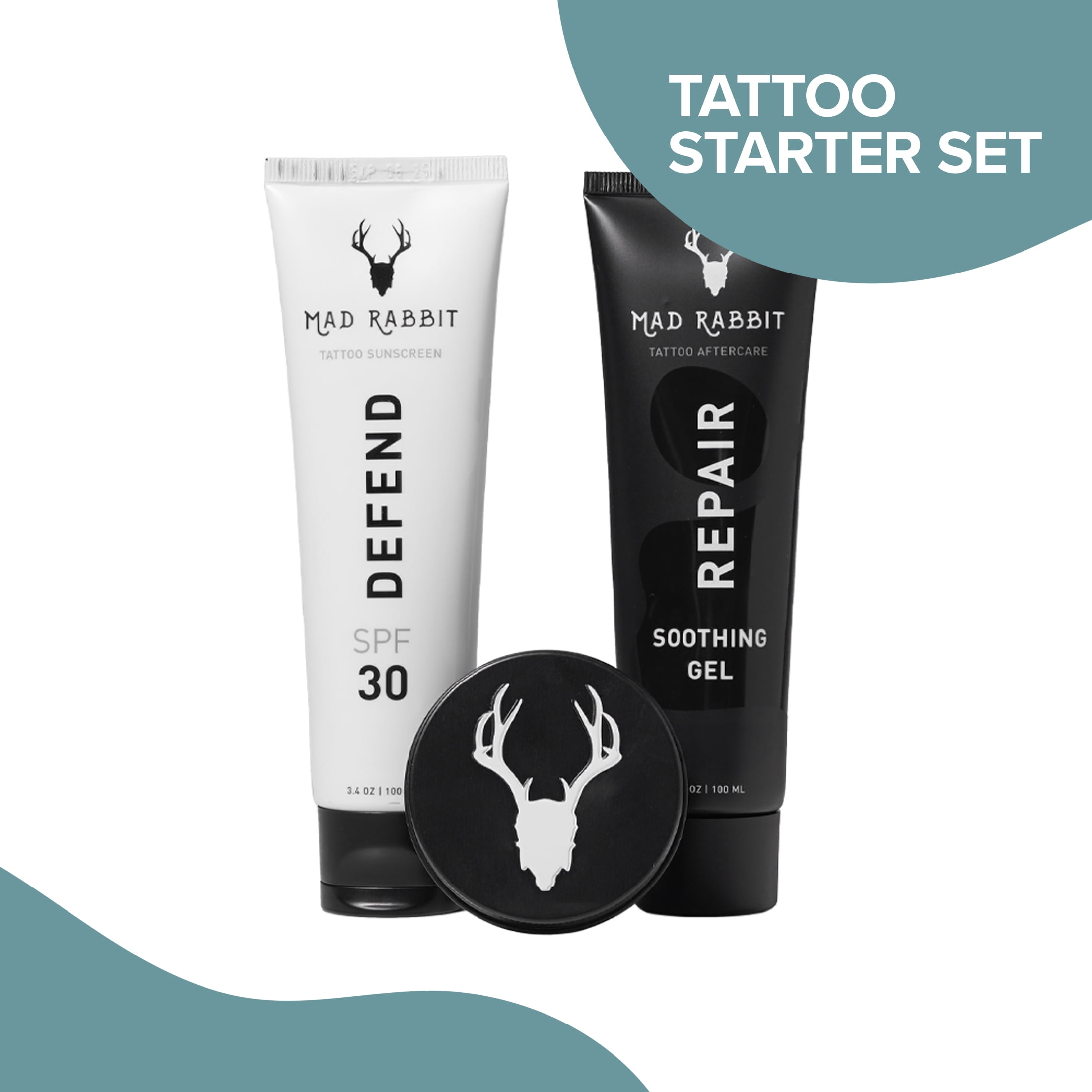 Mad Rabbit Tattoo Care Starter Set with Defend Sunscreen, Repair ...