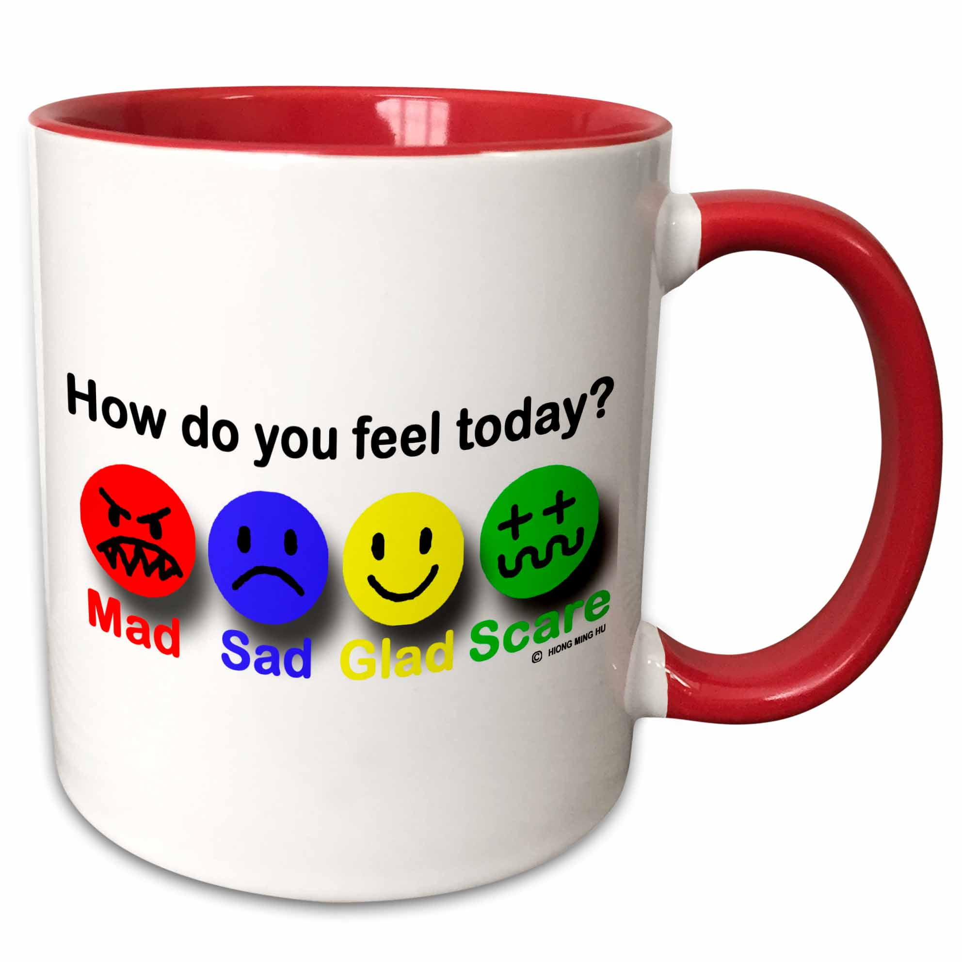 3drose, Mad Sad Glad and Scare, 11oz Two-tone Red Mug - Walmart.com