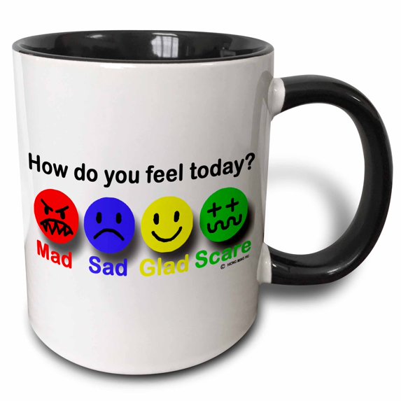 3drose, Mad Sad Glad and Scare, 15oz Two-tone Black Mug - Walmart.com