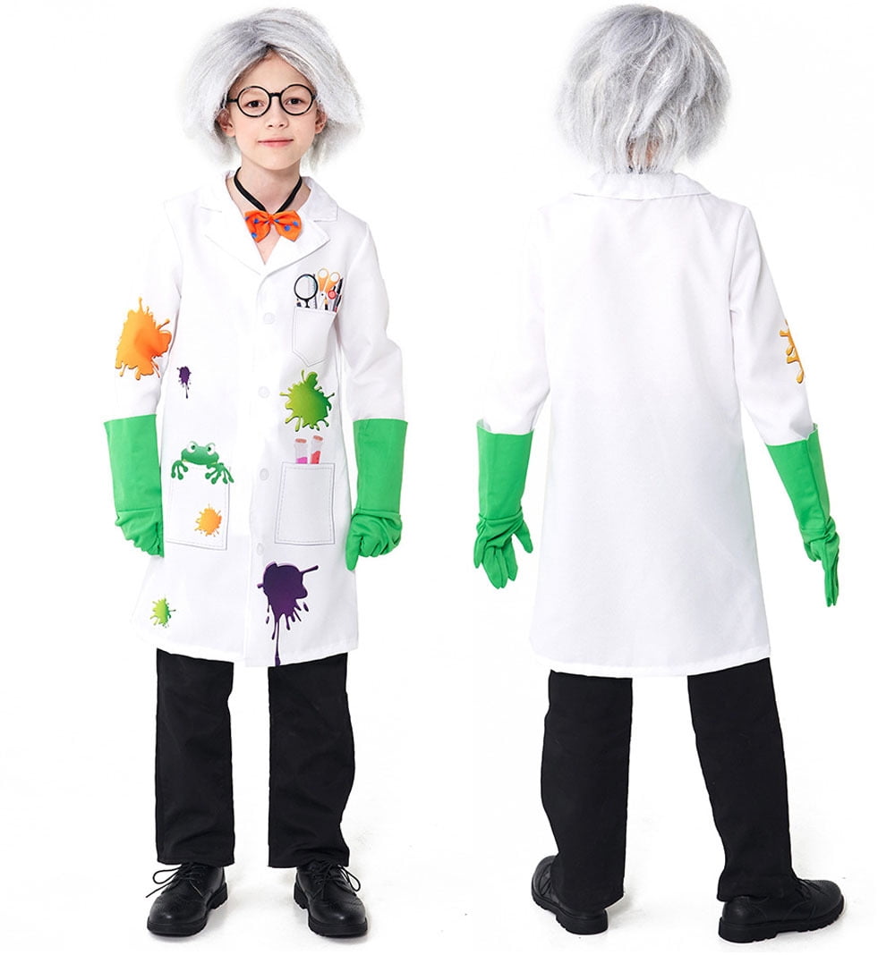 Mad Scientist Costume for Girls Boys Halloween Dress Up With Eyeglass ...