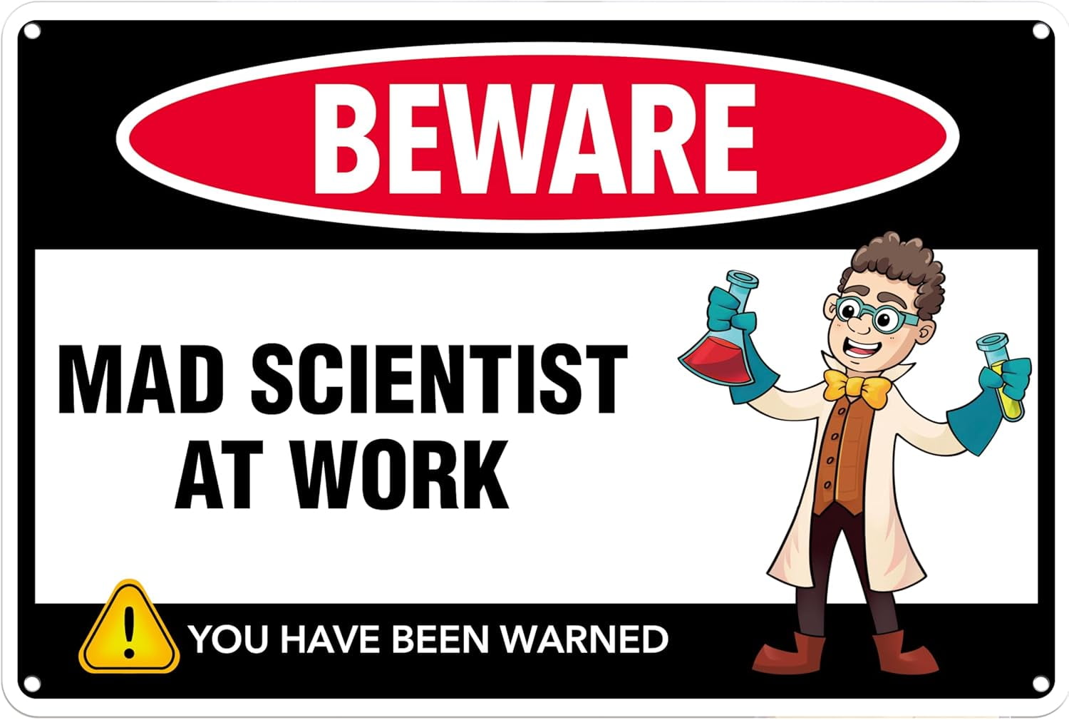 Mad Scientist at Work Desk Decor Tin Sign - Laboratory Posters for Wall ...
