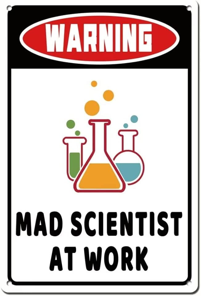 Mad Scientist at Work Funny Wall Decor Tin Sign 12x8 Inch for Home Bar ...