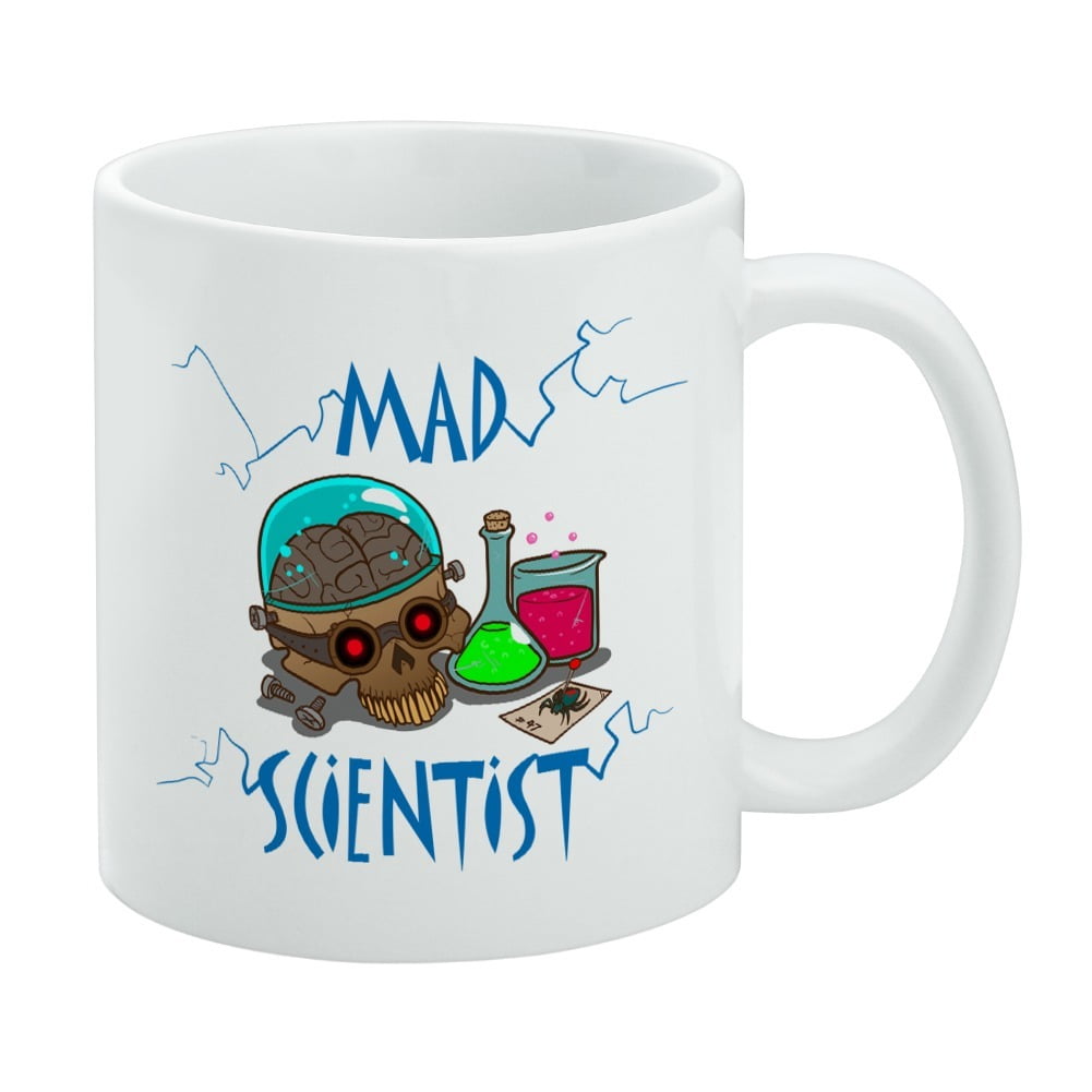 Mad Scientist with Beakers Brain White Mug - Walmart.com