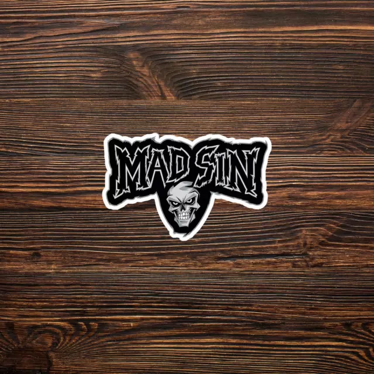 Mad Sin Metal Skull Sticker - Spooky Gothic Decal For Horror Fansphone ...