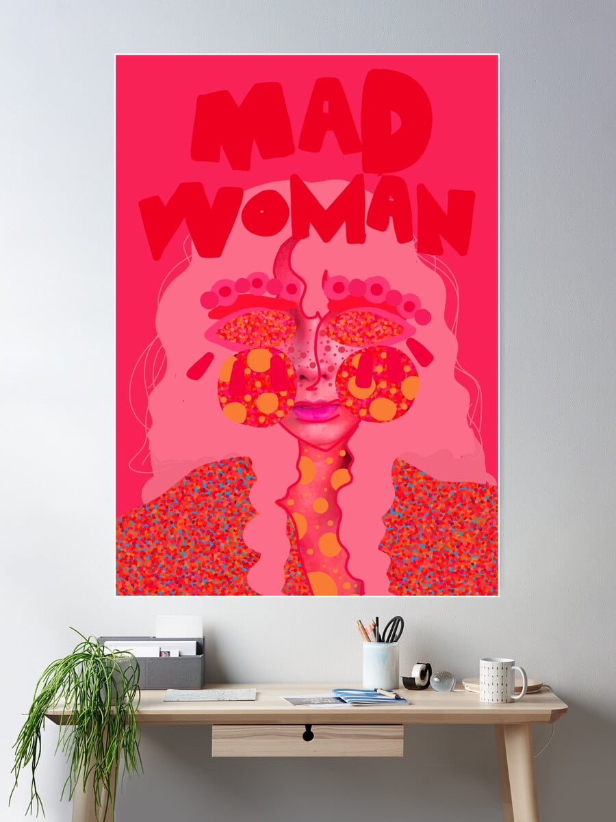 Mad Woman: Crayon Woman Poster Wall Art, Modern Wall Decor For Living ...
