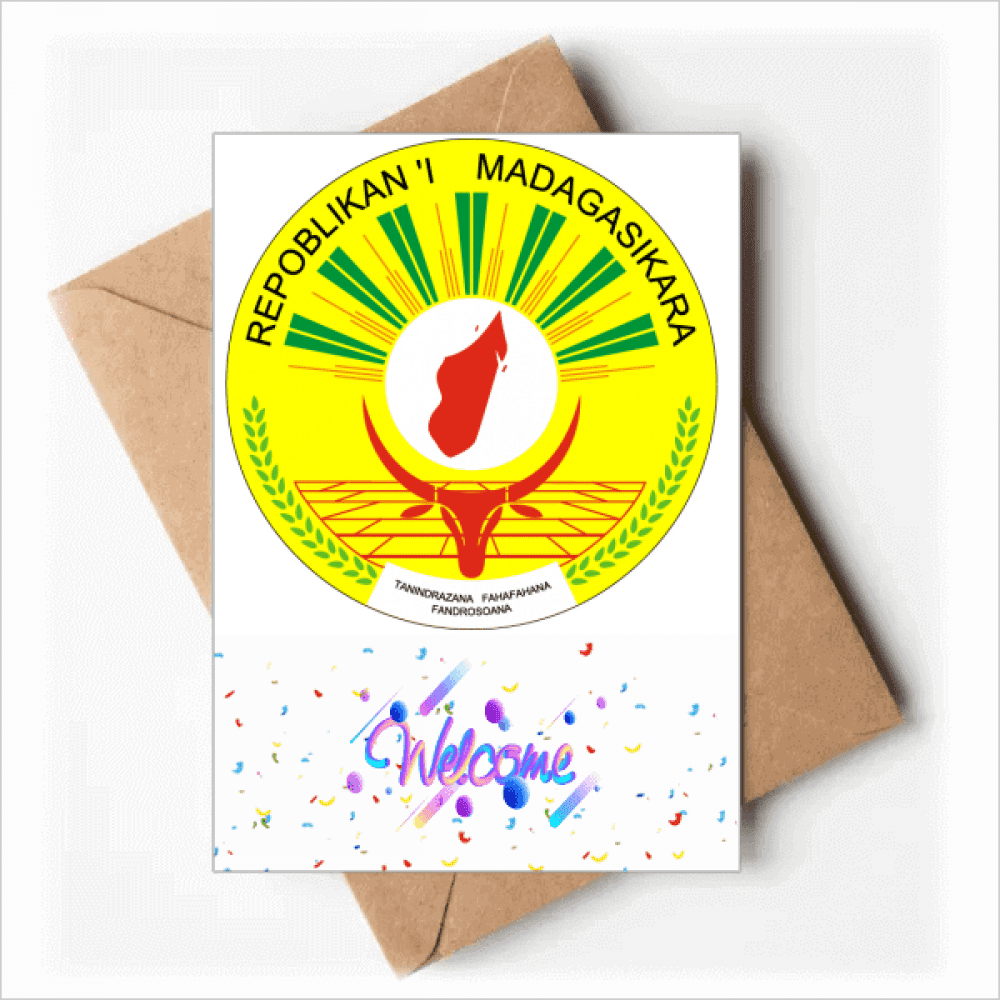 Madagascar Africa National Emblem Welcome Back Greeting Cards Envelopes ...