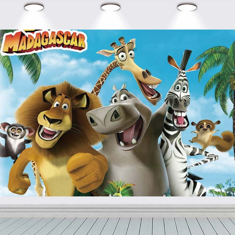 Madagascar Birthday Banner Backdrop Background Taspestry Post Wall ...