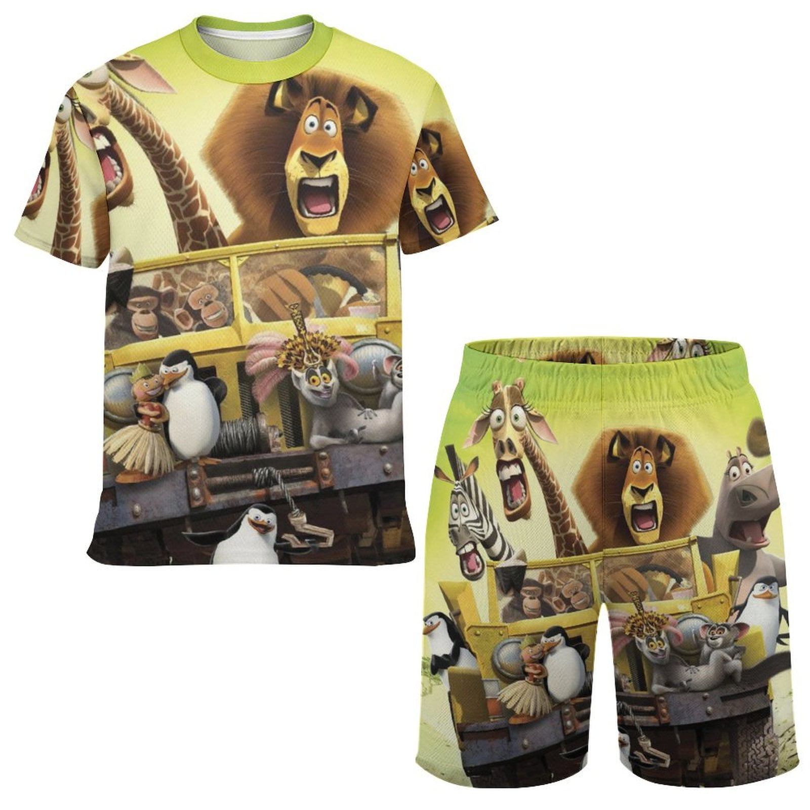 Madagascar Boys Short Sleeve Mesh T-Shirt And Shorts Outfit Set Summer ...