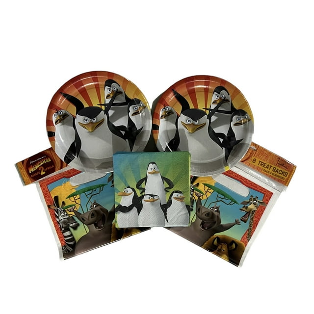 Madagascar Bundle for 16 Guests with Plates, Napkins and Treat Bags ...