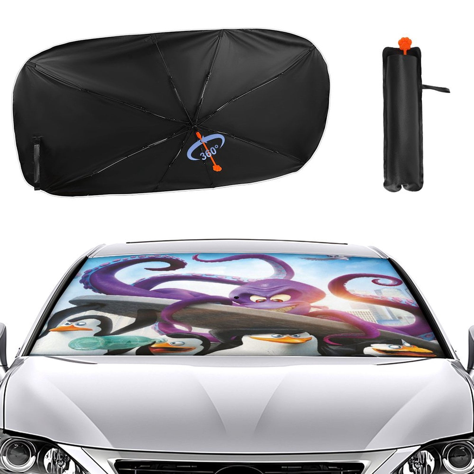 Madagascar Car Windshield Sun Shade Umbrella, UV Protection & Heat ...