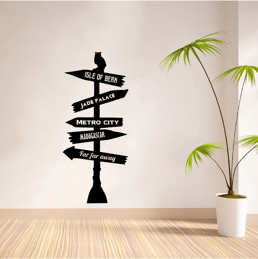 Madagascar Cartoon Pathway Signage Fantasy World Wall Sticker Art Decal ...