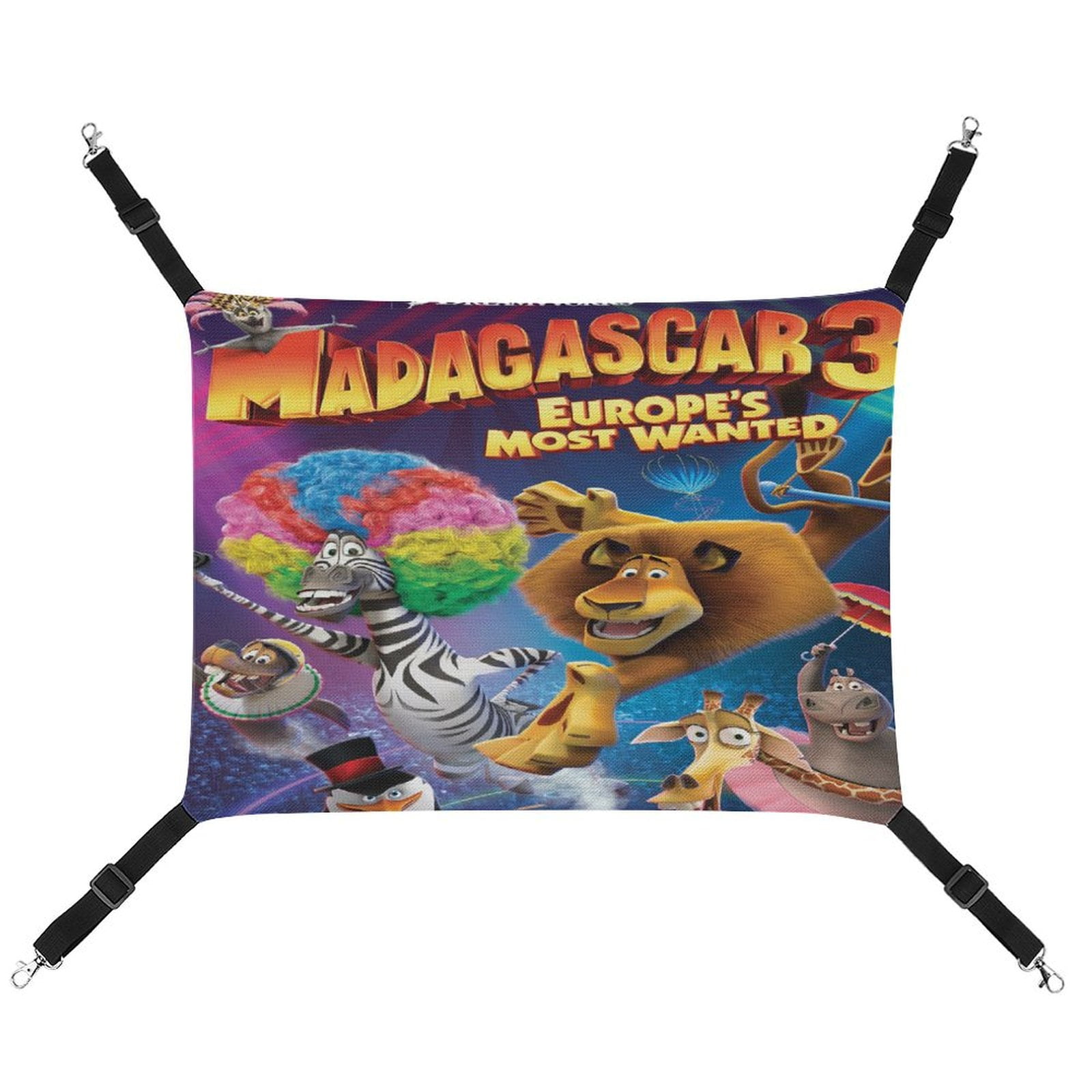 Madagascar Cat Hammock for Cage Hanging Reversible, Soft Pet Cage Hammock with Adjustable Straps ...