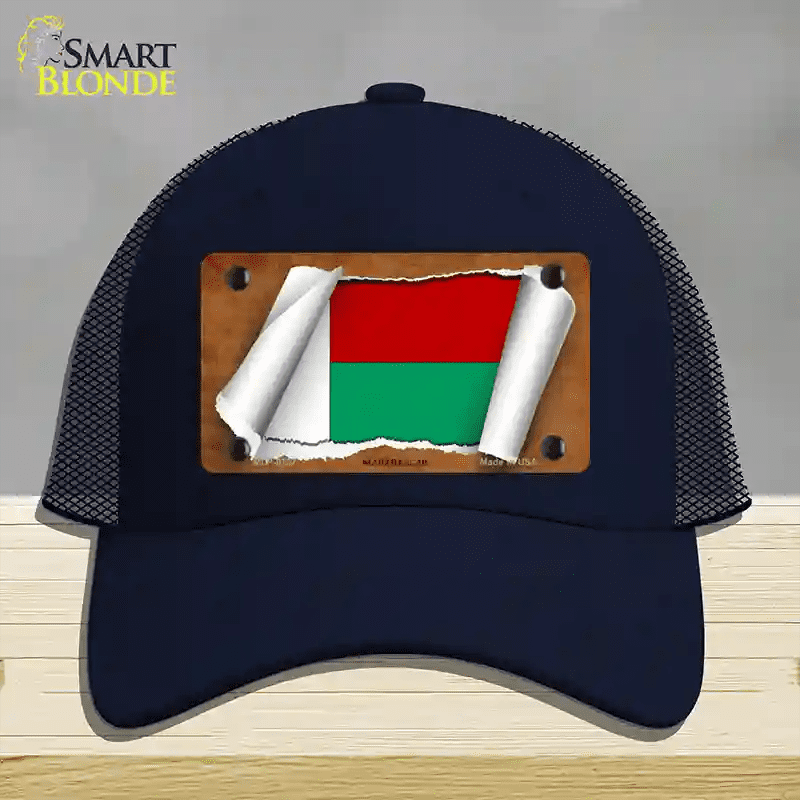 Madagascar Flag Scroll Novelty License Plate Hat Mesh Navy - Walmart.com