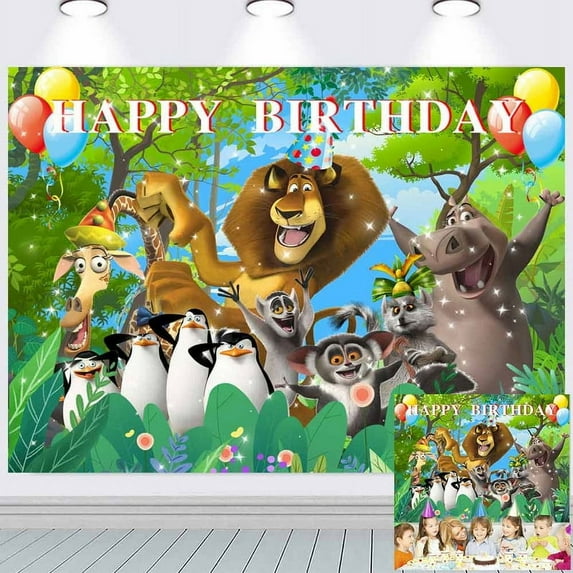 Madagascar Party Supplies Background Backdrop Taspestry Banner Post ...