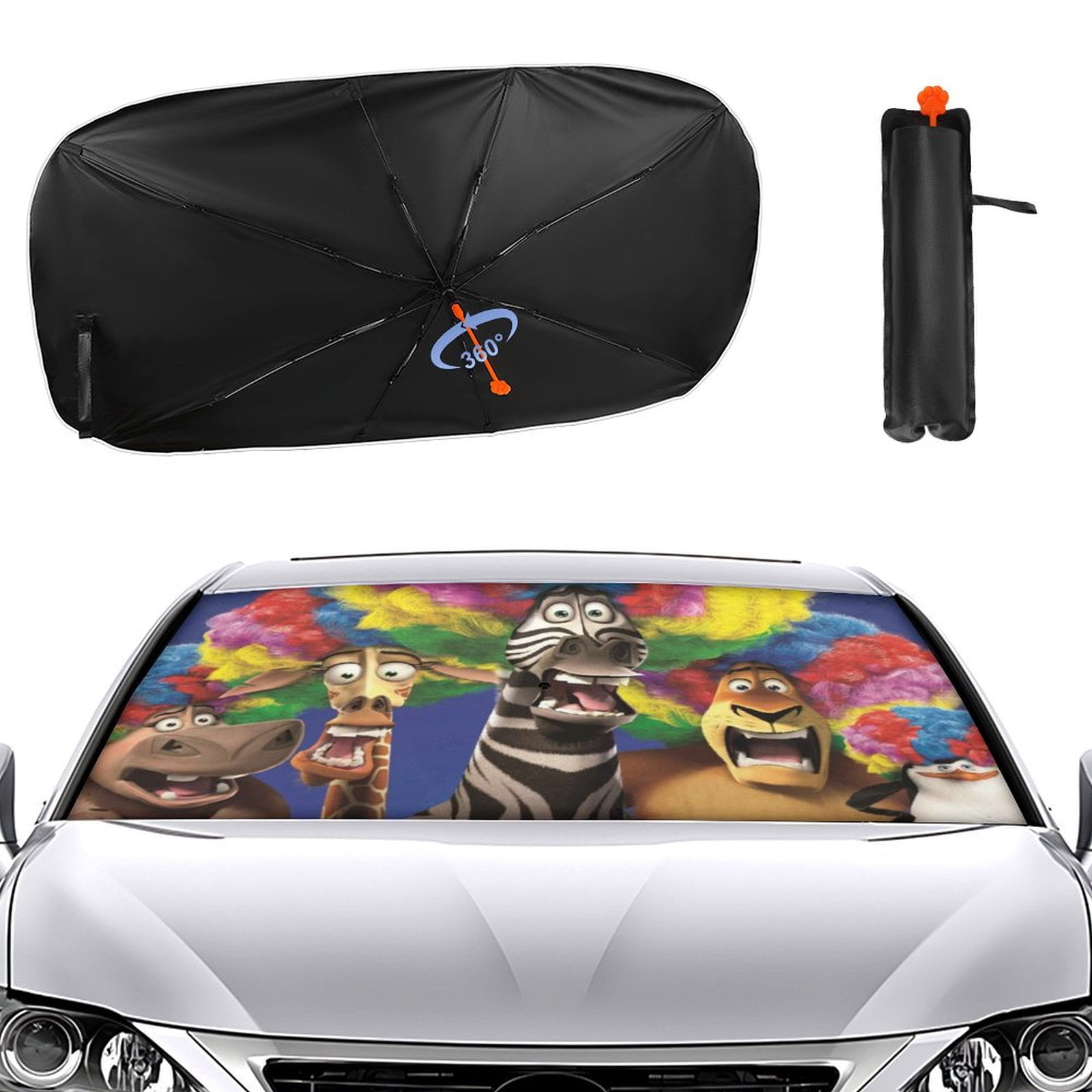 Madagascar Windshield Sun Shade Umbrella - Foldable Car Window Shades ...