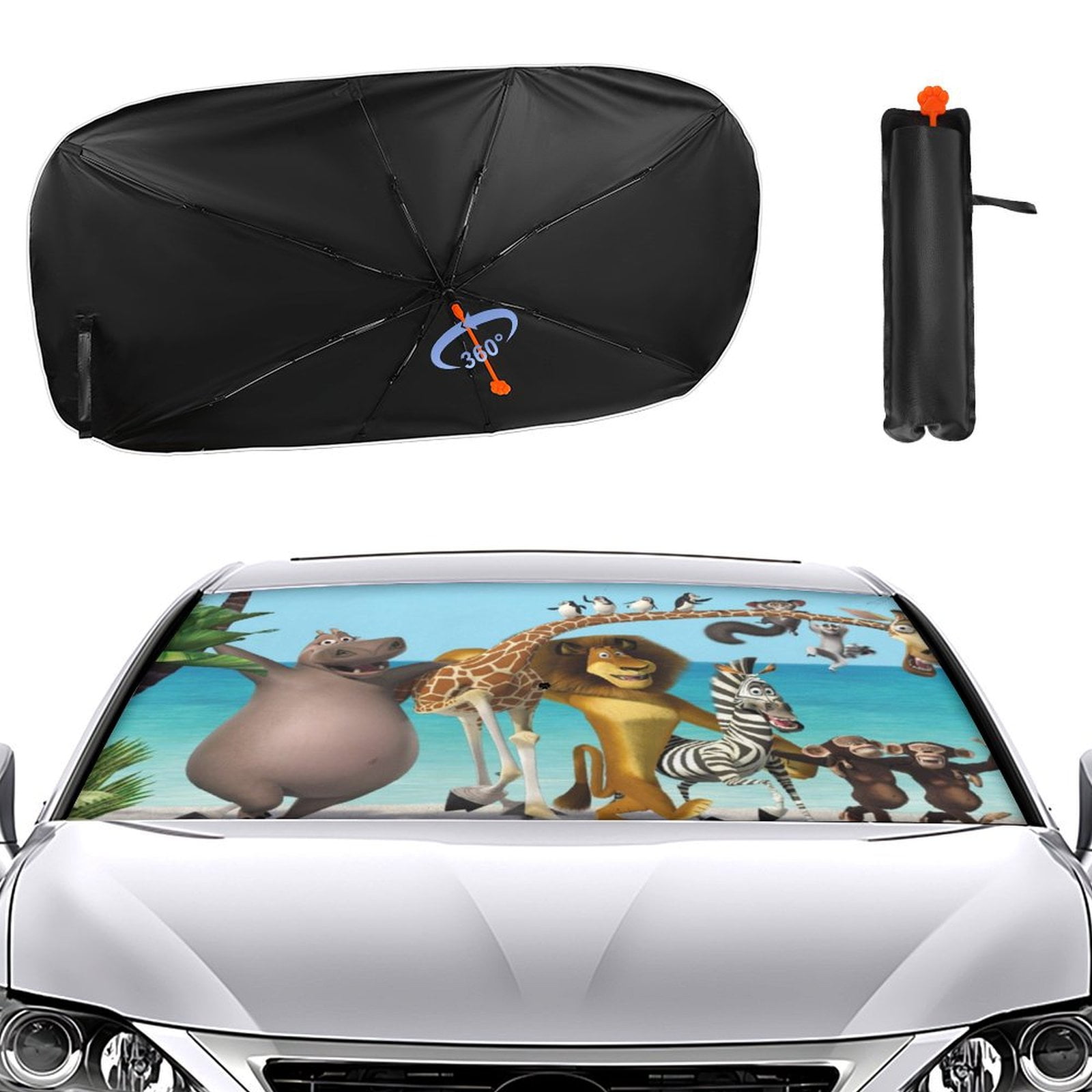 Madagascar Windshield Sun Shade Umbrella - Foldable Car Window Shades ...
