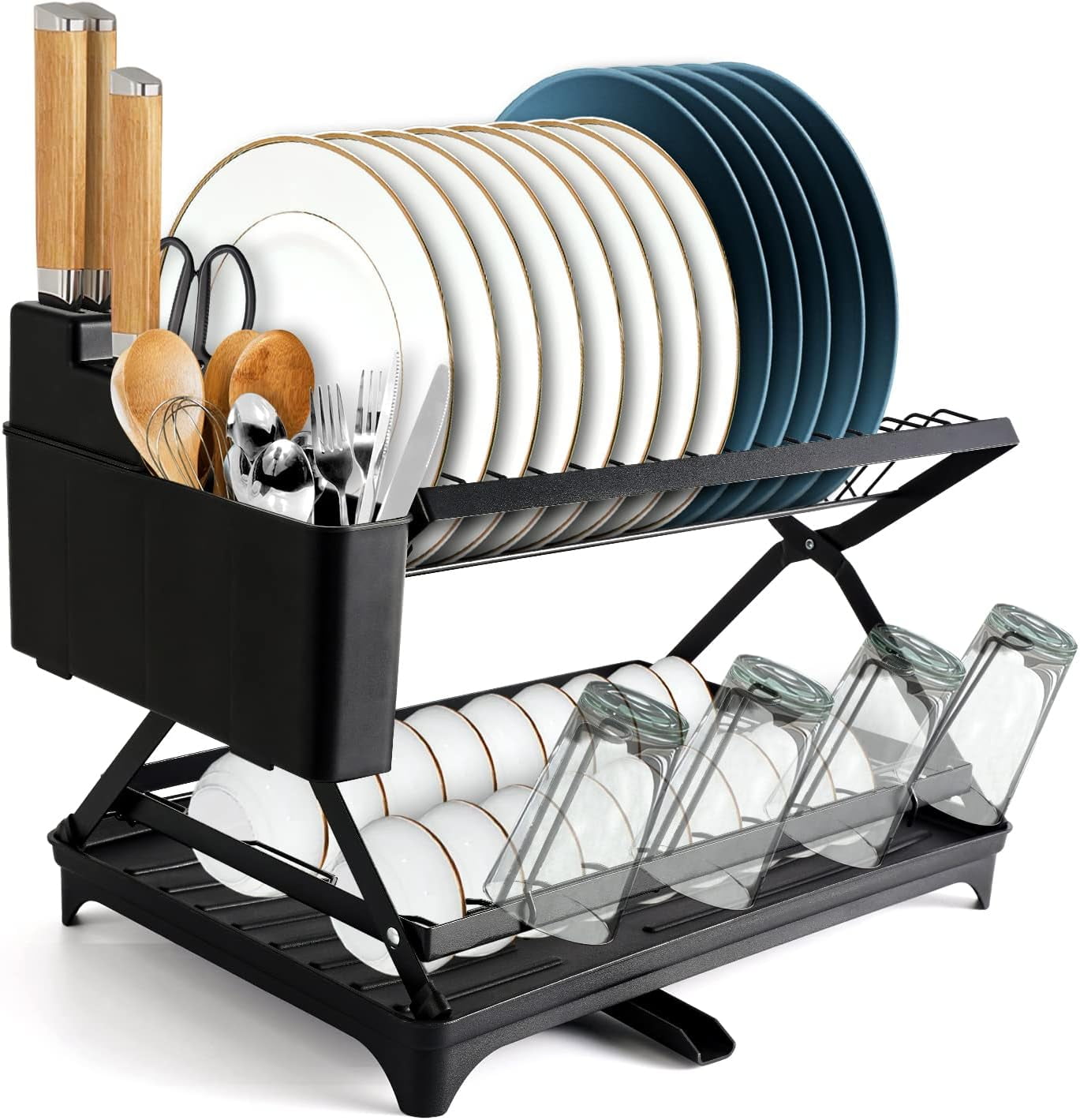 Madala Dish Rack for Kitchen Counter, 2 Tier Dish Rack and Dish Drainer ...
