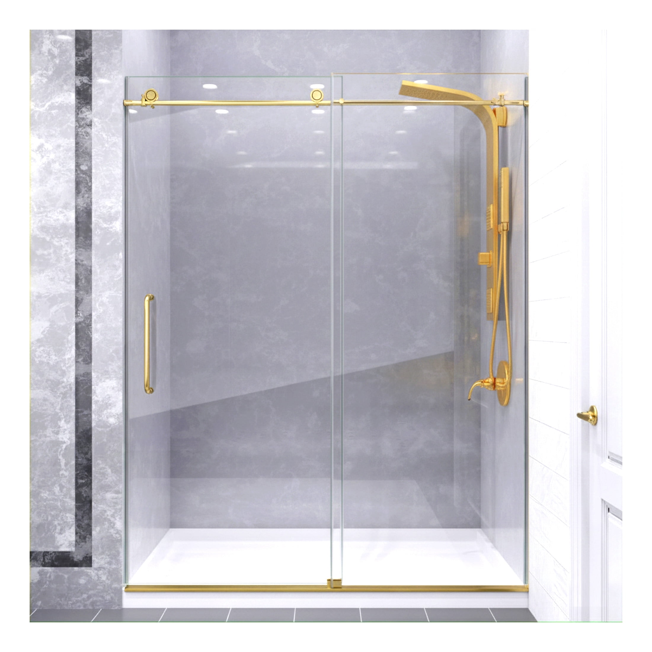 Madam Series 76 in. x 50-54 in. Frameless Sliding Shower Door in ...