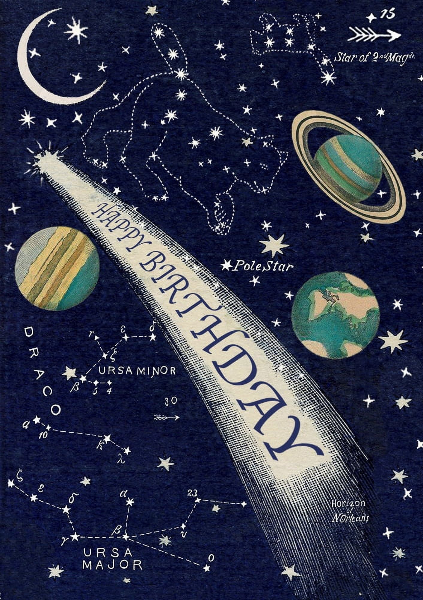 Madame Treacle Planets, Constellations and Shooting Star Birthday Card ...