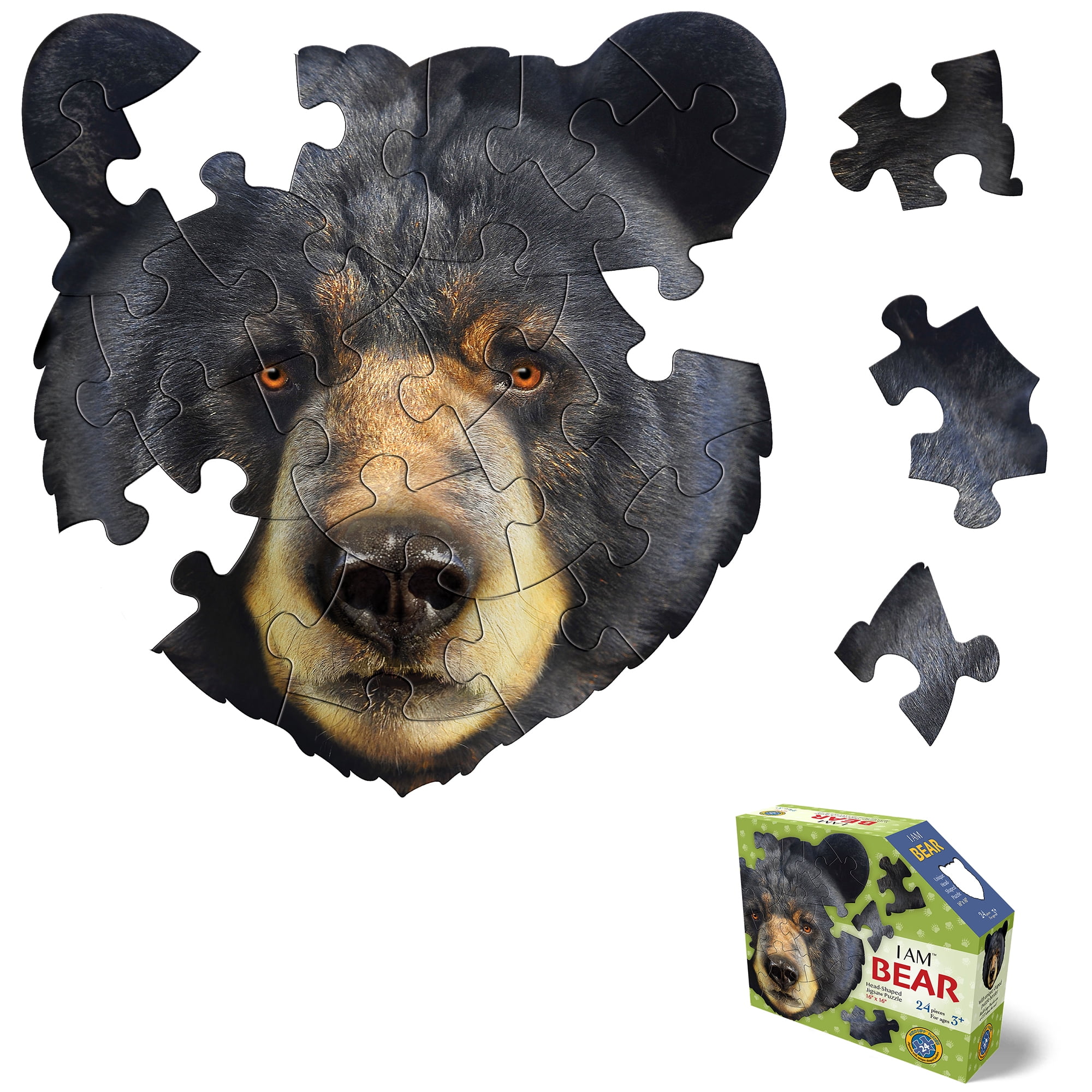 Madd Capp: I Am Bear - 24 Piece Puzzle - Kids Animal Head-Shaped Jigsaw ...