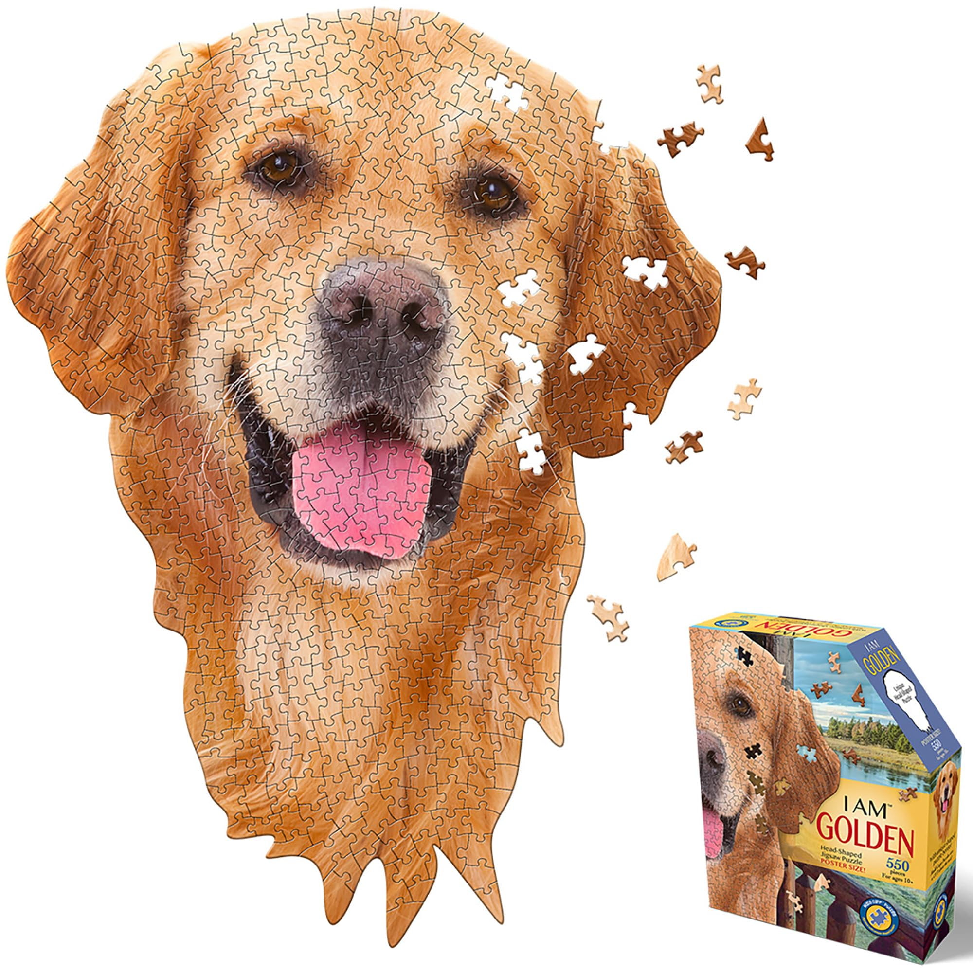 Madd Capp: I Am TSF6 Golden - 550 Piece Puzzle - Dog Shaped Animal Jigsaw, 24 x 32 Assembled ...