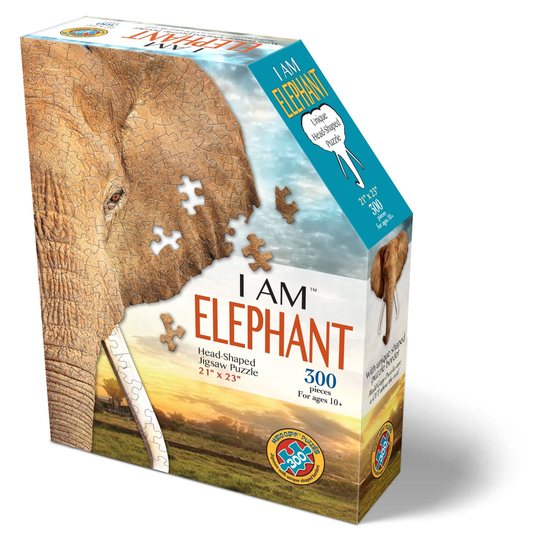 Madd Capp Puzzles - I AM Elephant - 300 Pieces - Animal Shaped Jigsaw ...