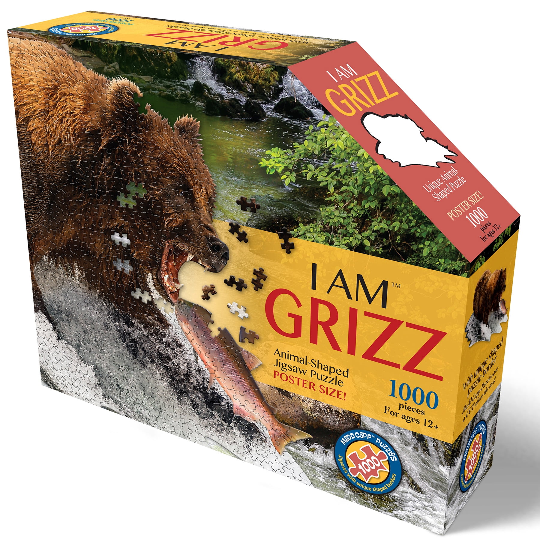 Madd Capp Puzzles - I AM GRIZZ - 1000 Pieces - Animal Shaped Jigsaw ...