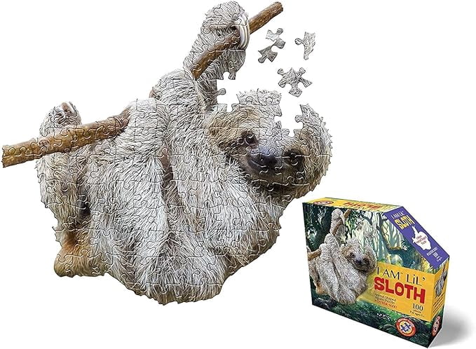 Madd Capp Puzzles Jr. - I AM Lil’ Sloth - 100 Pieces - Animal Shaped ...