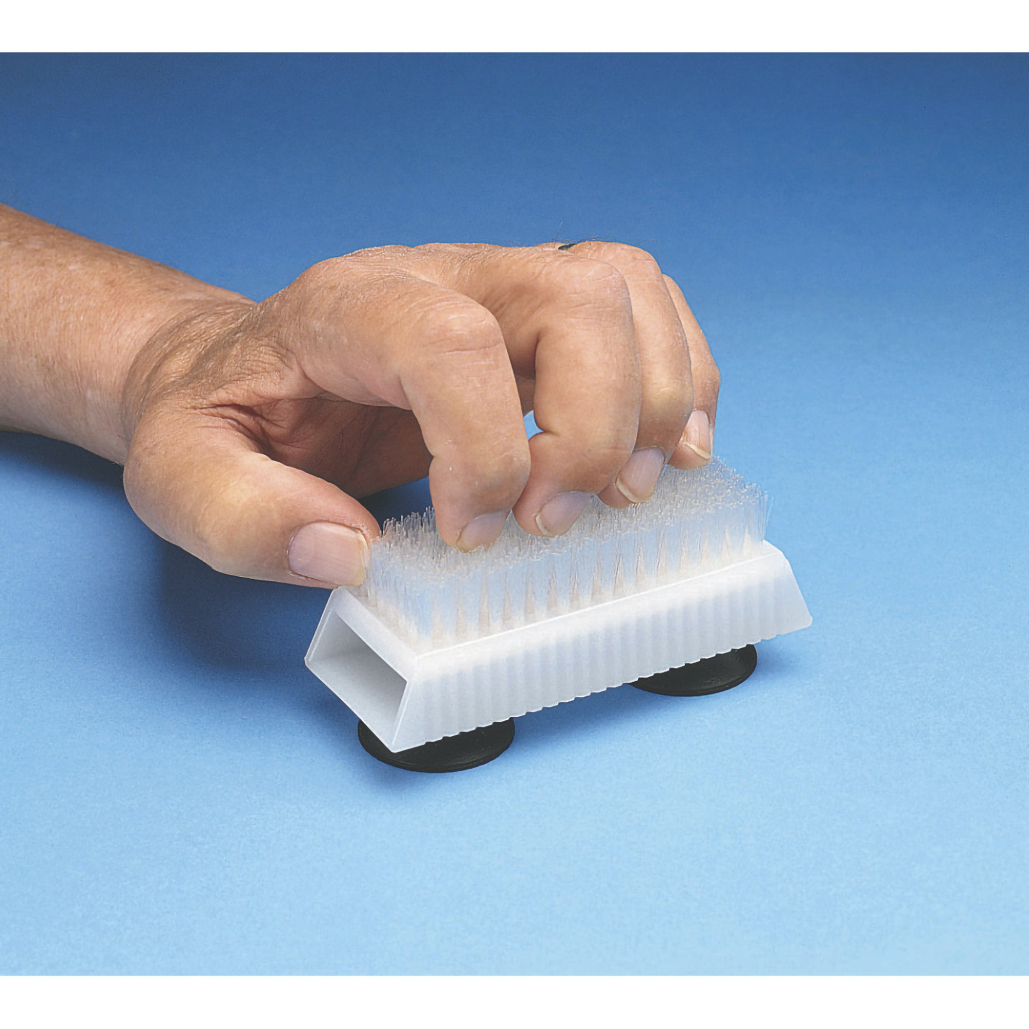 Maddak Nail Brush with Suction Cup Base, Nylon Bristles, White, 1/Each ...