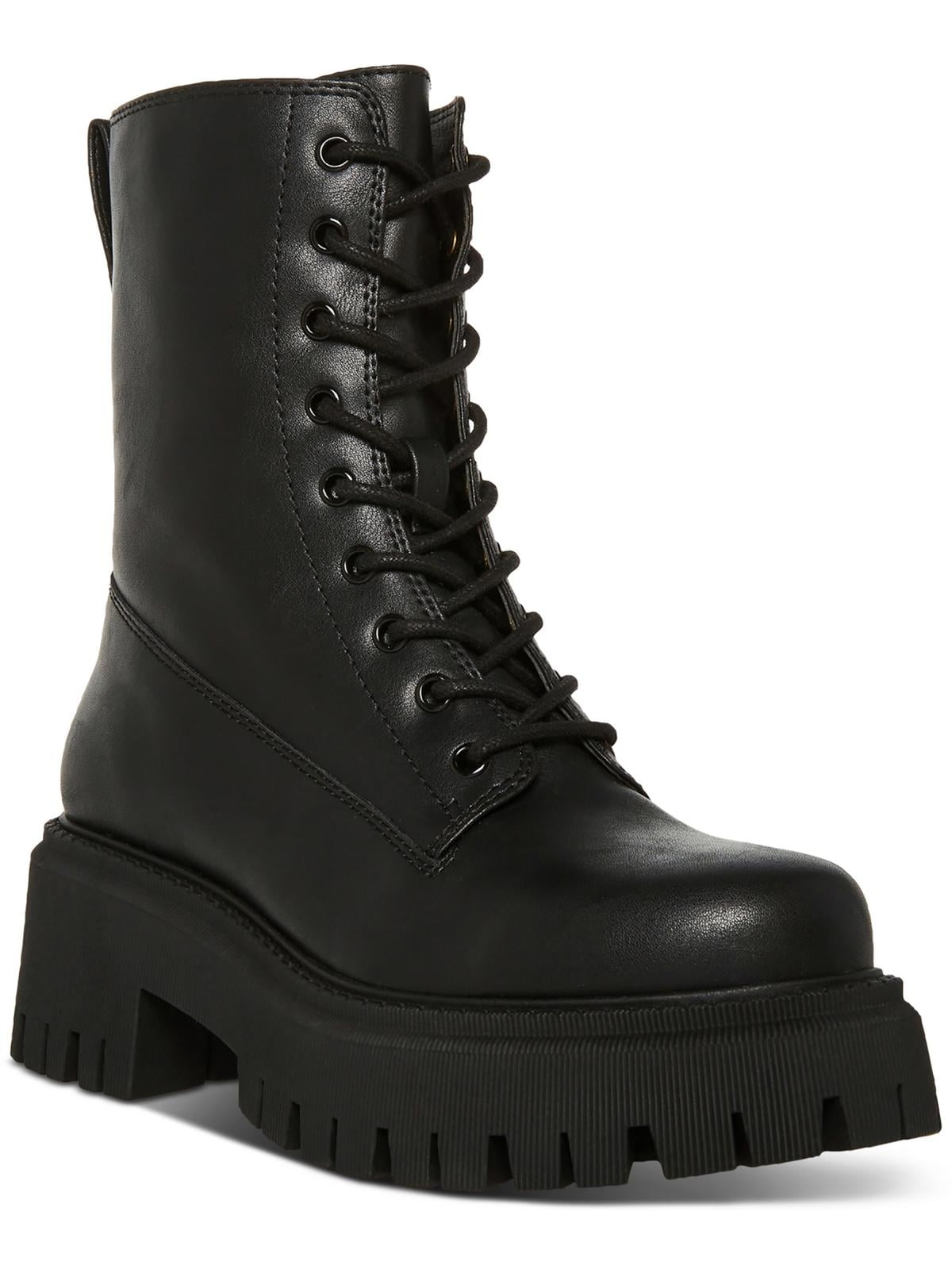 Madden Girl Womens Knight Faux Leather Lug Sole Combat & Lace-Up Boots ...