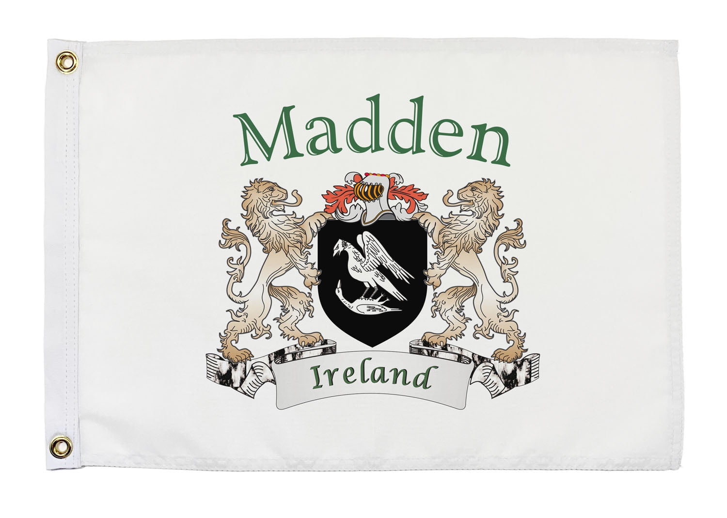 Madden Irish Coat of Arms Small White Flag - 16"x10.5" inches - Walmart.com