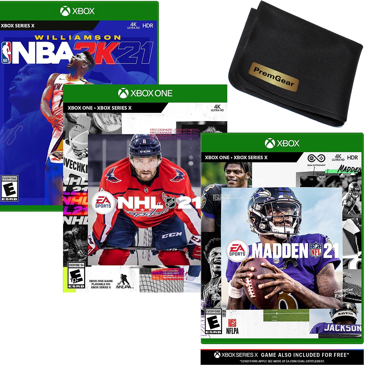 Madden NFL 21 - NHL 21 - NBA 2K21 for Xbox with PremGear Cleaning Cloth ...