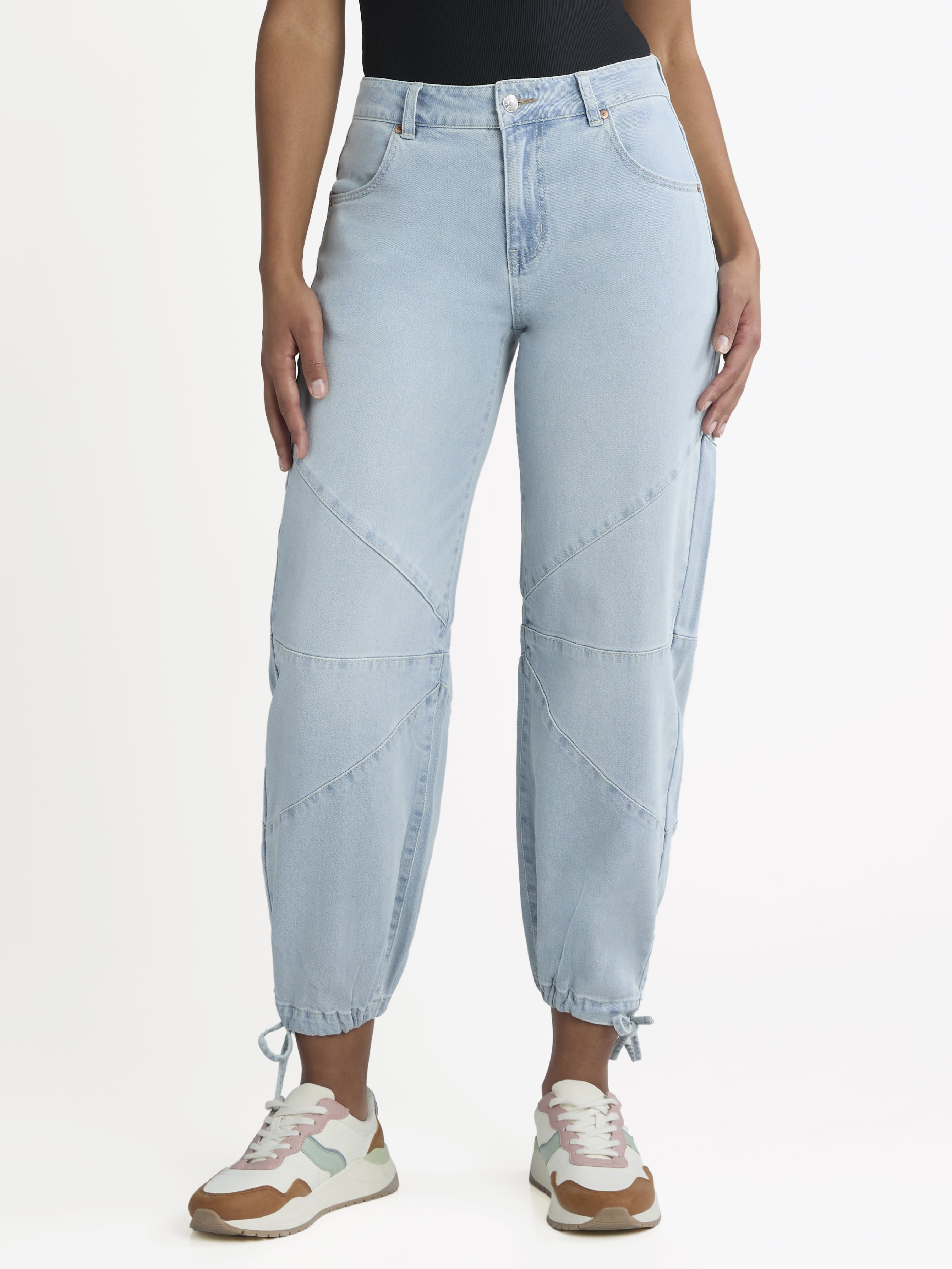 Madden NYC Women’s Barrel Jeans with Drawstring Hem, 28" Inseam, Sizes ...