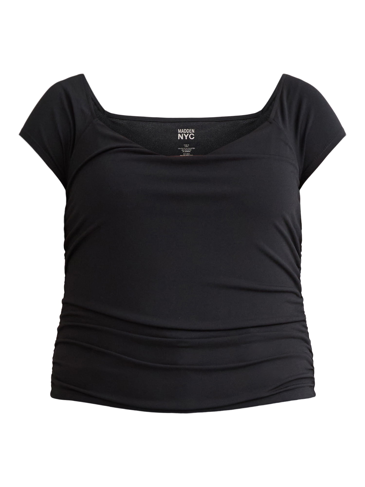 Madden NYC Plus Size Ruched Top - Short Cap Sleeves - 1X-4X - Walmart.com