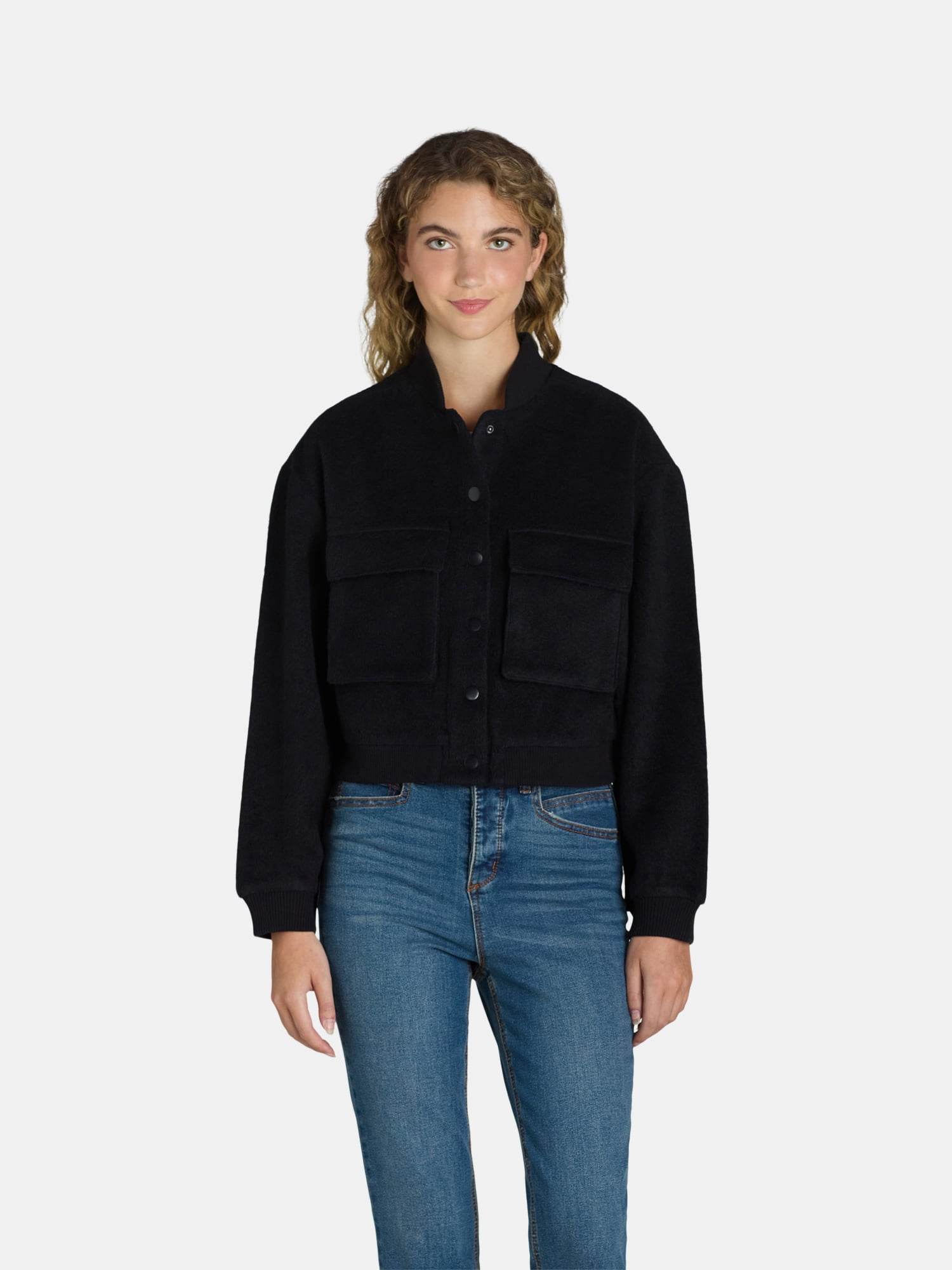 Madden NYC Juniors Cargo Bomber Jacket, Sizes XXS-XXL - Walmart.com