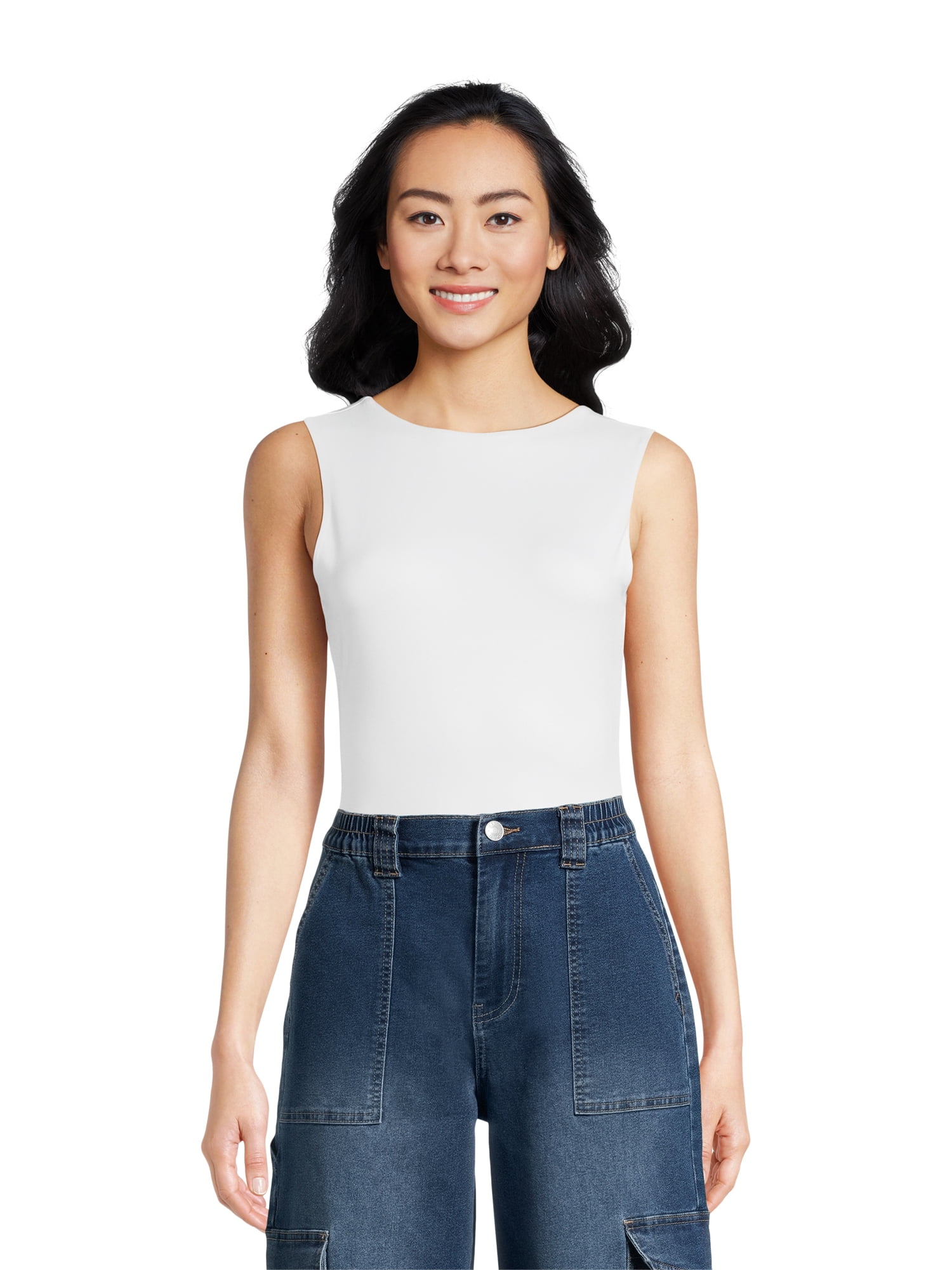 Madden NYC Seamless Open Back Sleeveless Boat Neck, Bodysuit (Women's ...