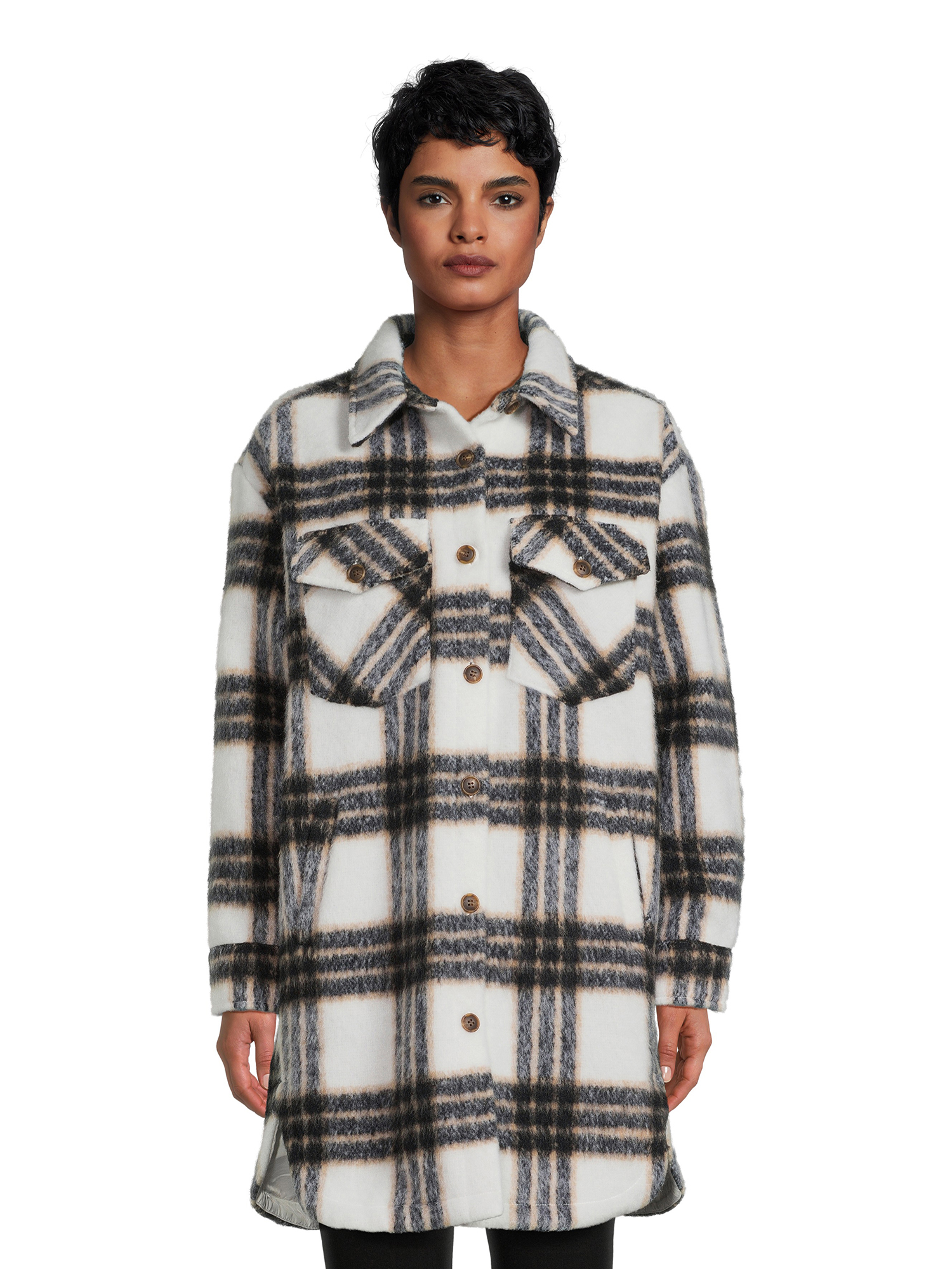 No Boundaries Junior's Plaid Shacket - Walmart.com