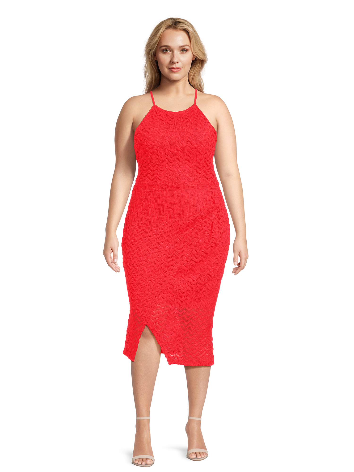 Keyhole front halter mini dress with strappy back and g-string 6343-RED ...