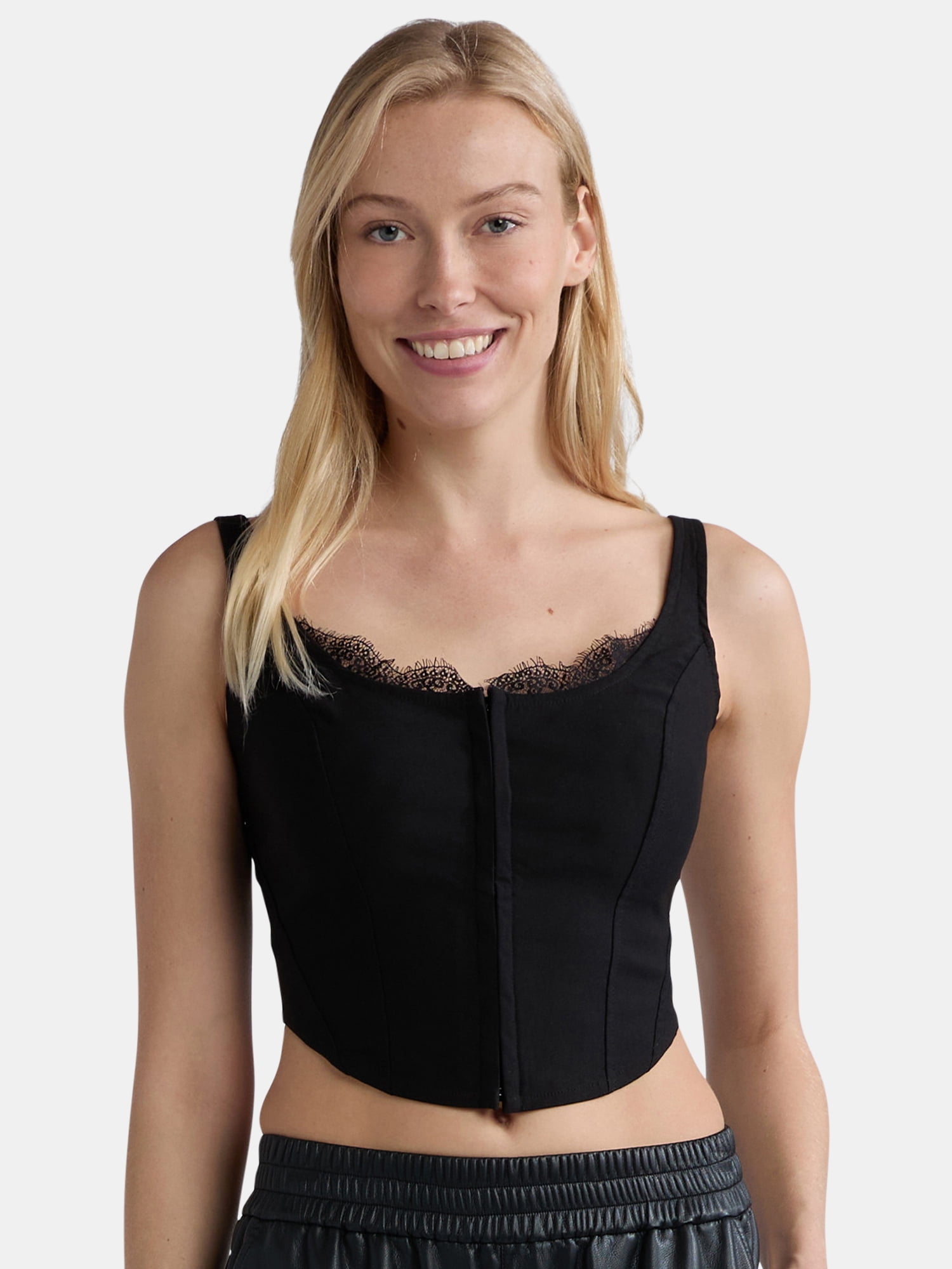 Madden NYC Lace Inset Corset Top, Women's - Walmart.com