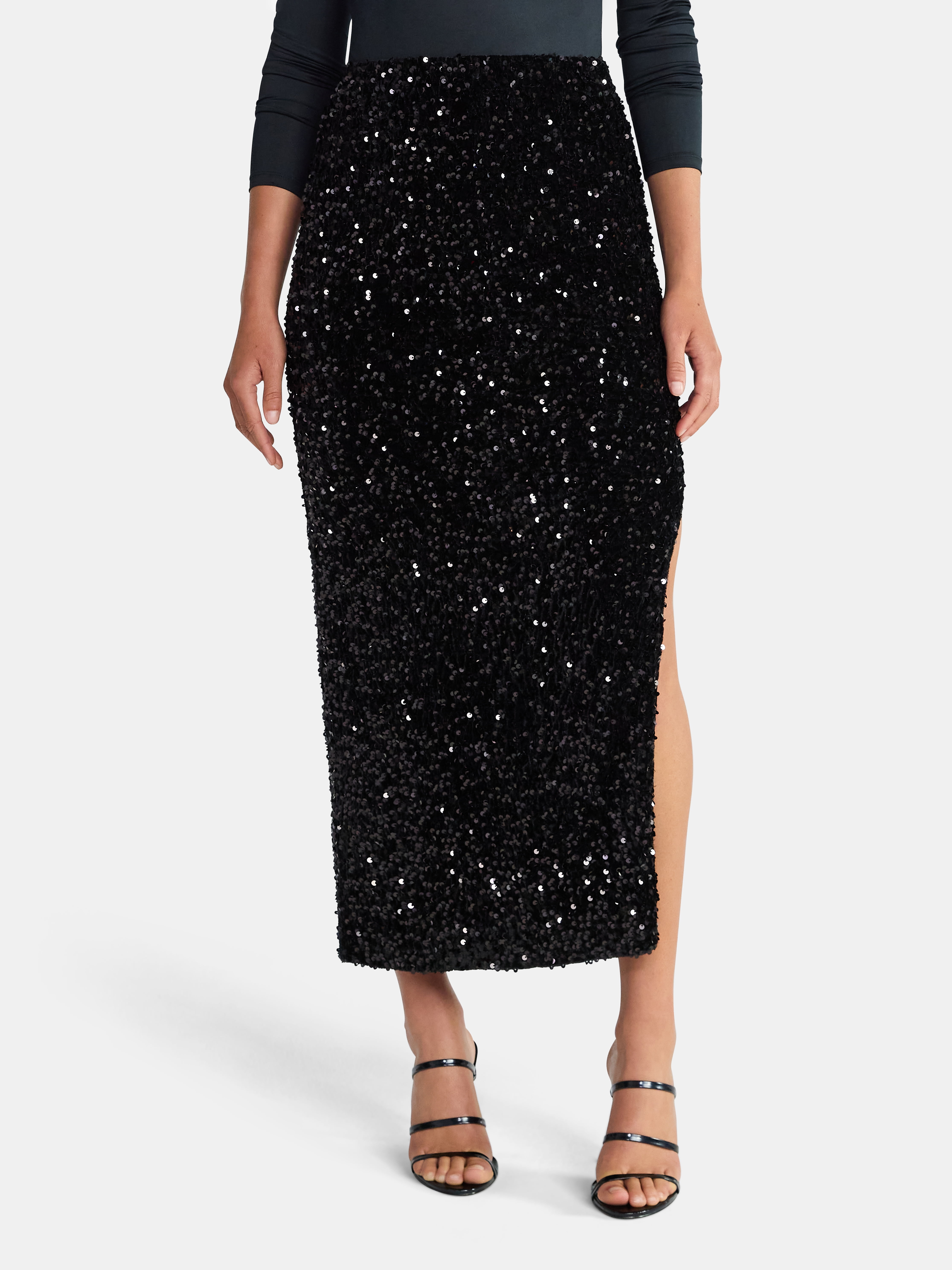 Madden NYC Women's Sequin Velour Maxi Skirt, Sizes XXS-XXL - Walmart.com